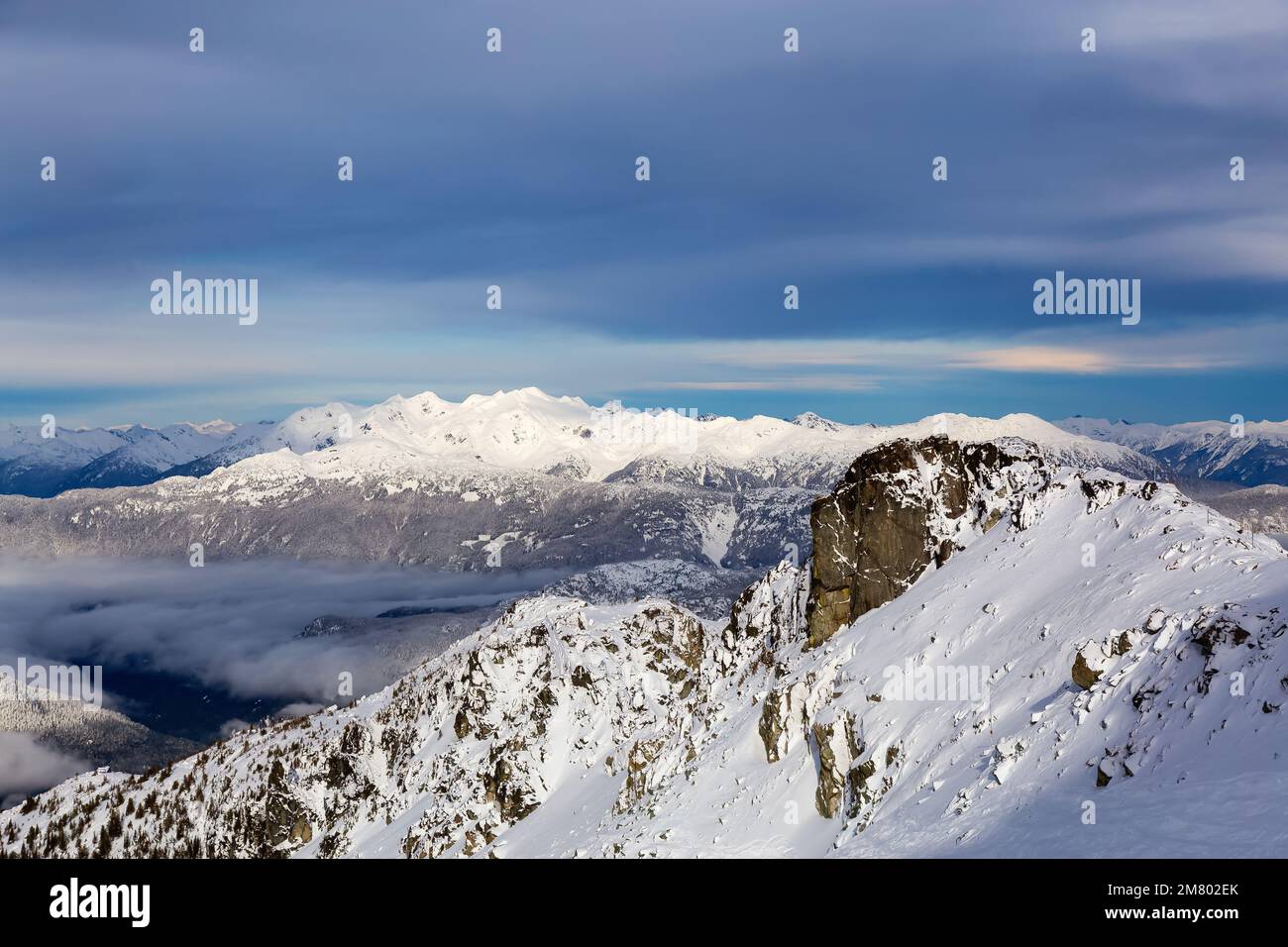 Canadian Mountain Landscape Nature Background covered in snow. Whistler ...