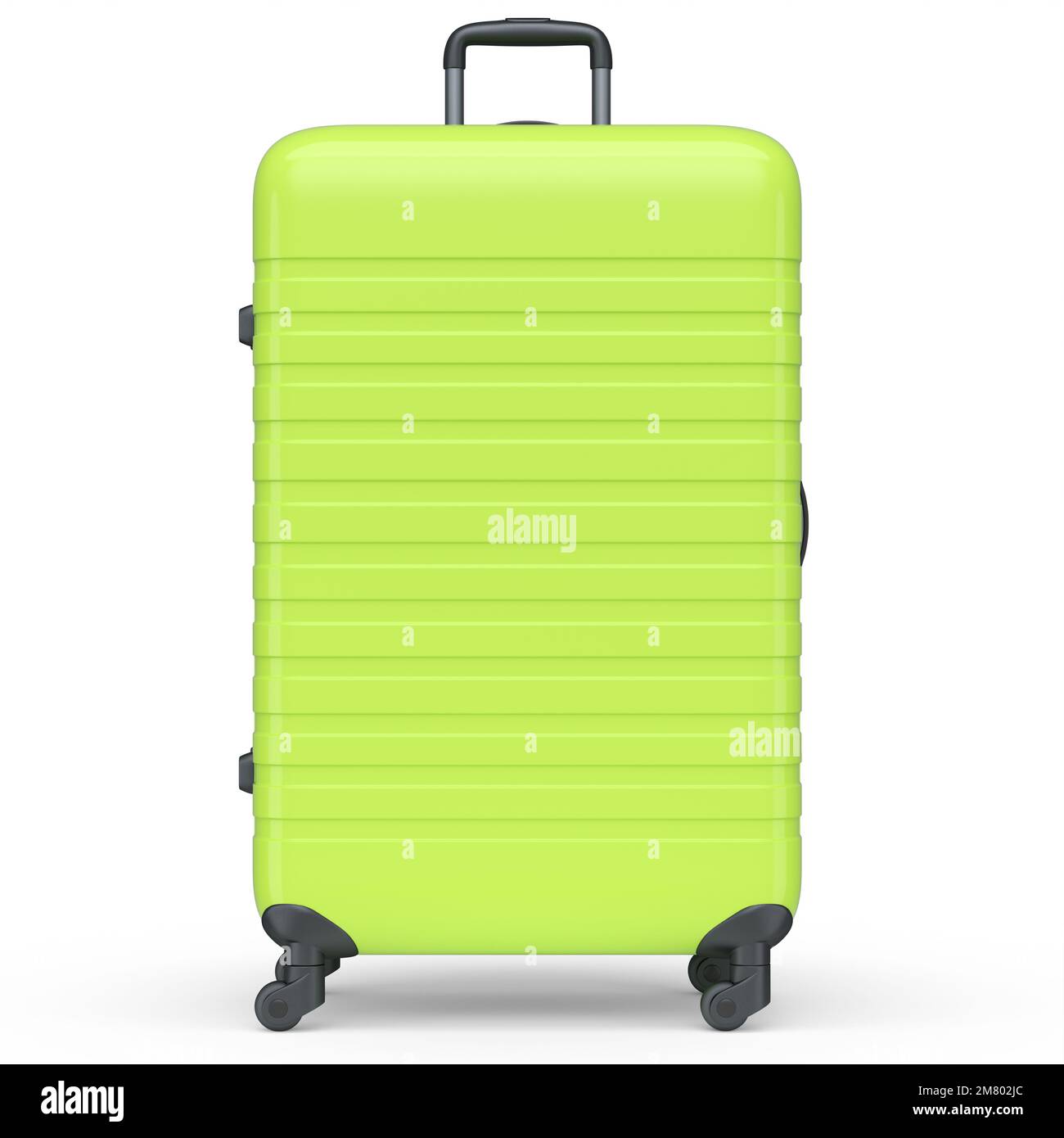 Large green polycarbonate suitcase isolated on white background. 3d ...