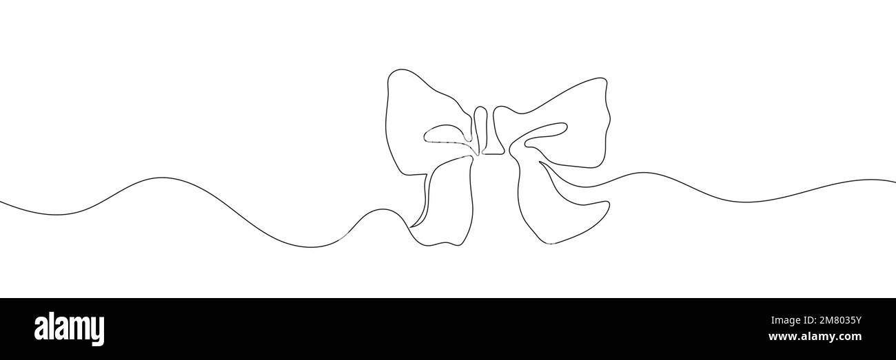 Decorative ribbon bow drawn by one continuous line Stock Vector Image ...
