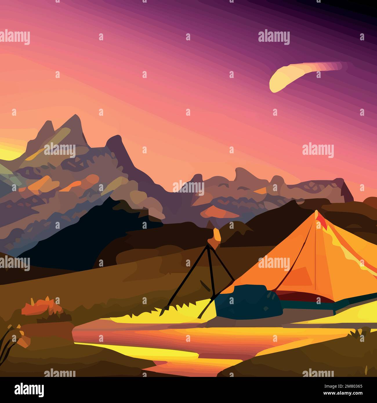 Camping family lake Stock Vector Images - Alamy