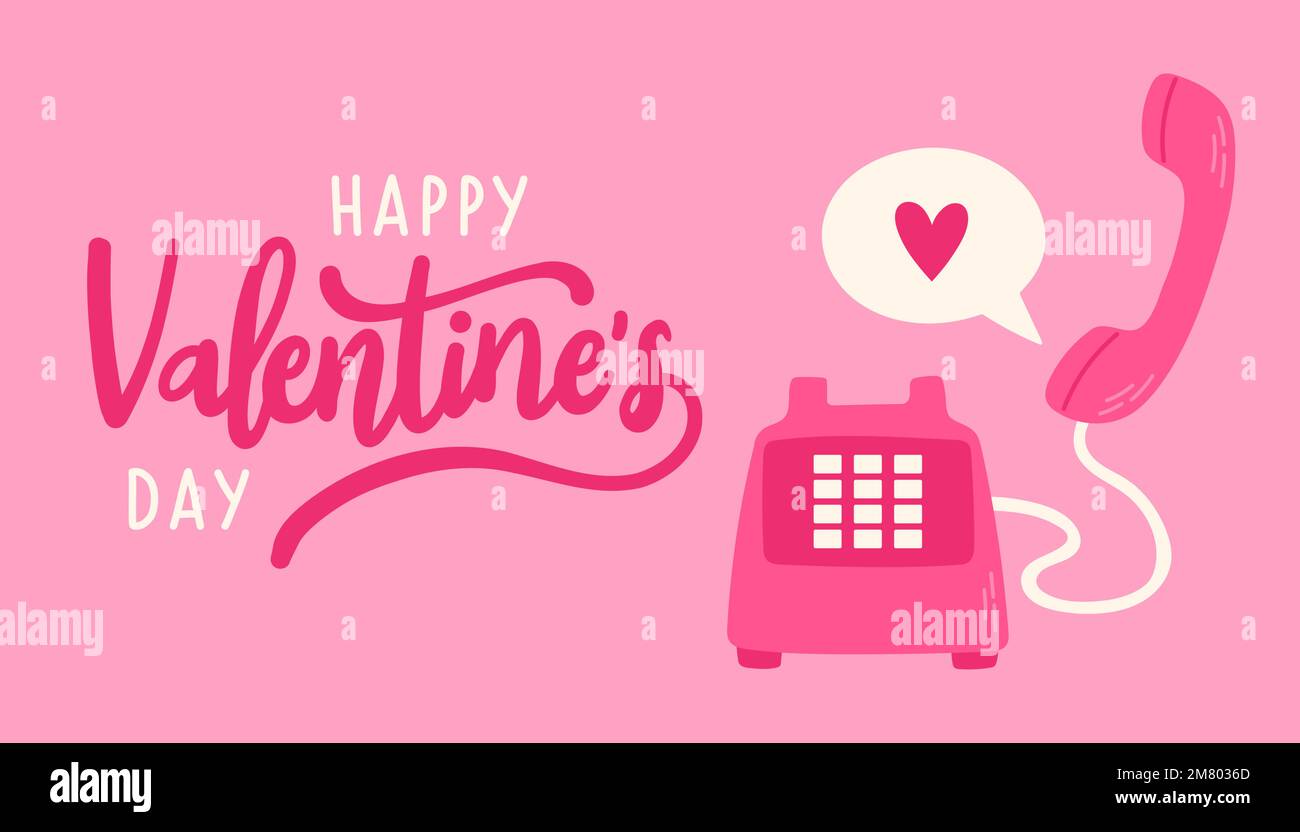 Happy Valentines Day Poster or banner with cute font, sweet hearts ...