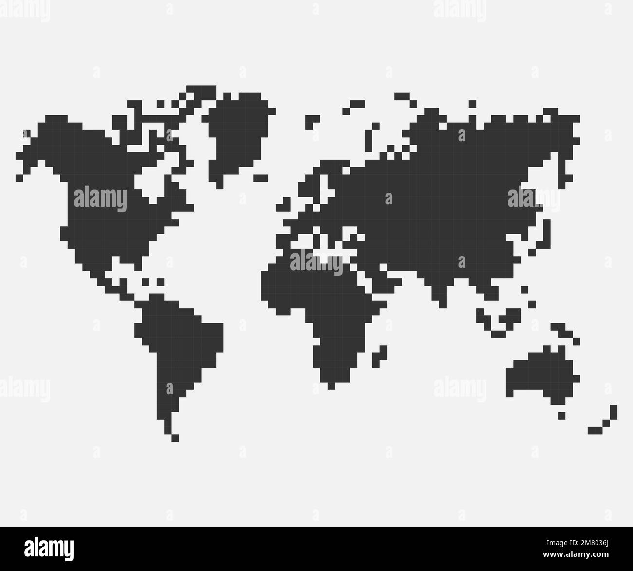 Pixel mosaic map of World. Halftone design. Vector illustration. Eps 10 ...