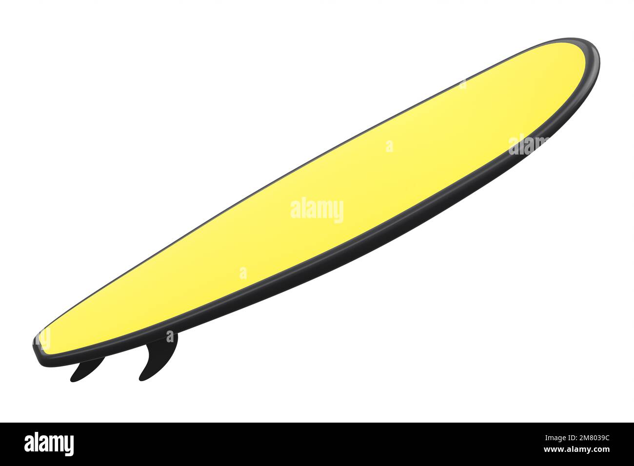 Realistic yellow surfboard isolated on white background. 3d render of ...
