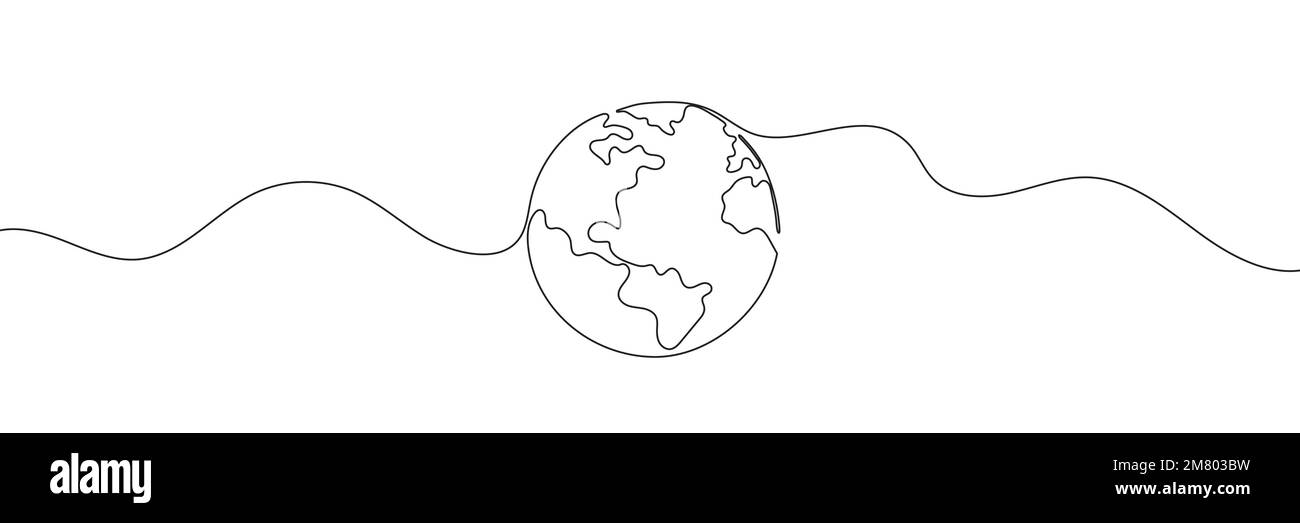 Earth one line drawing. Continuous line Globe Stock Vector Image & Art ...