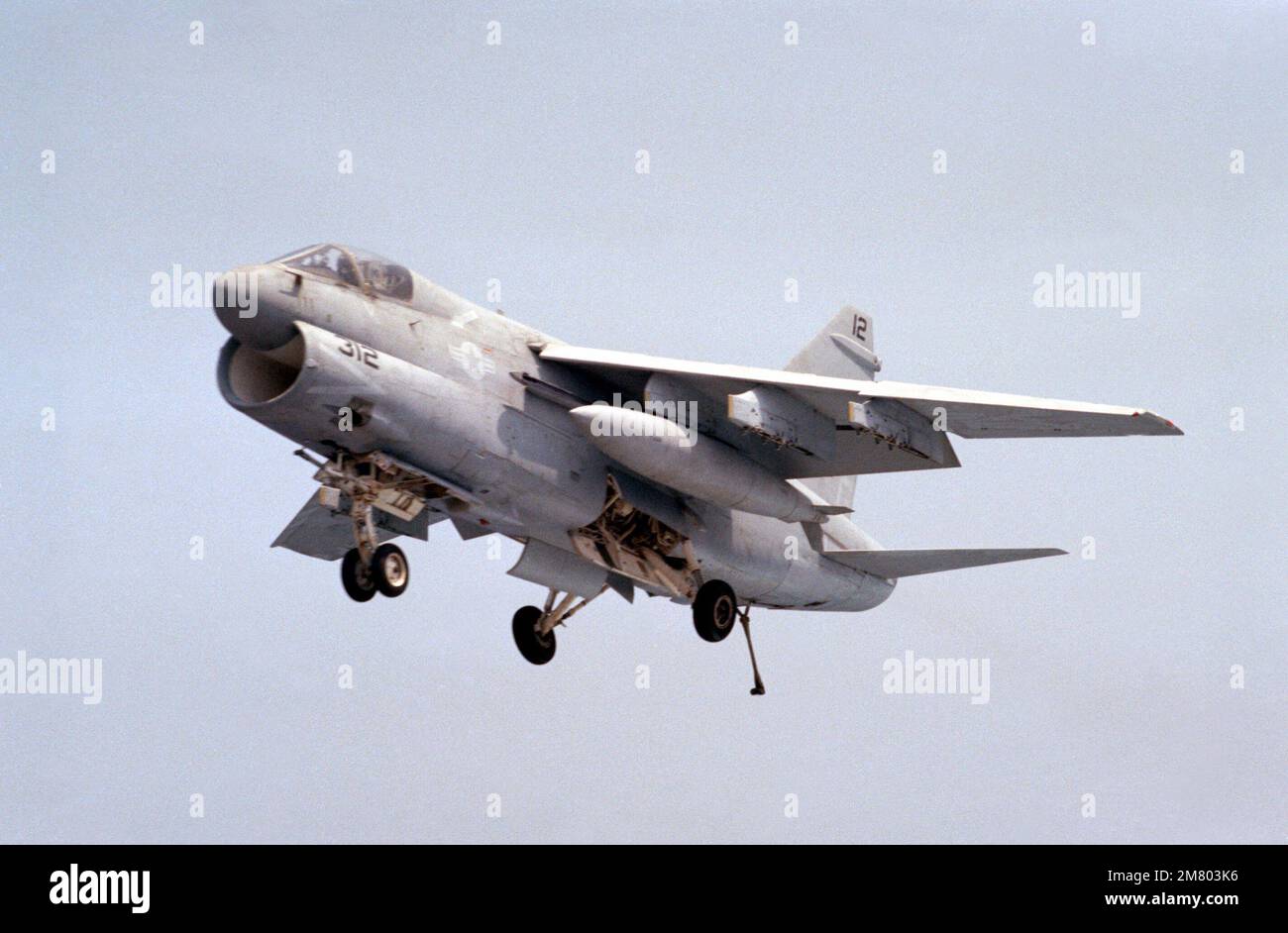 An Attack Squadron 66 (VA-66) A-7E Corsair II aircraft comes in to ...