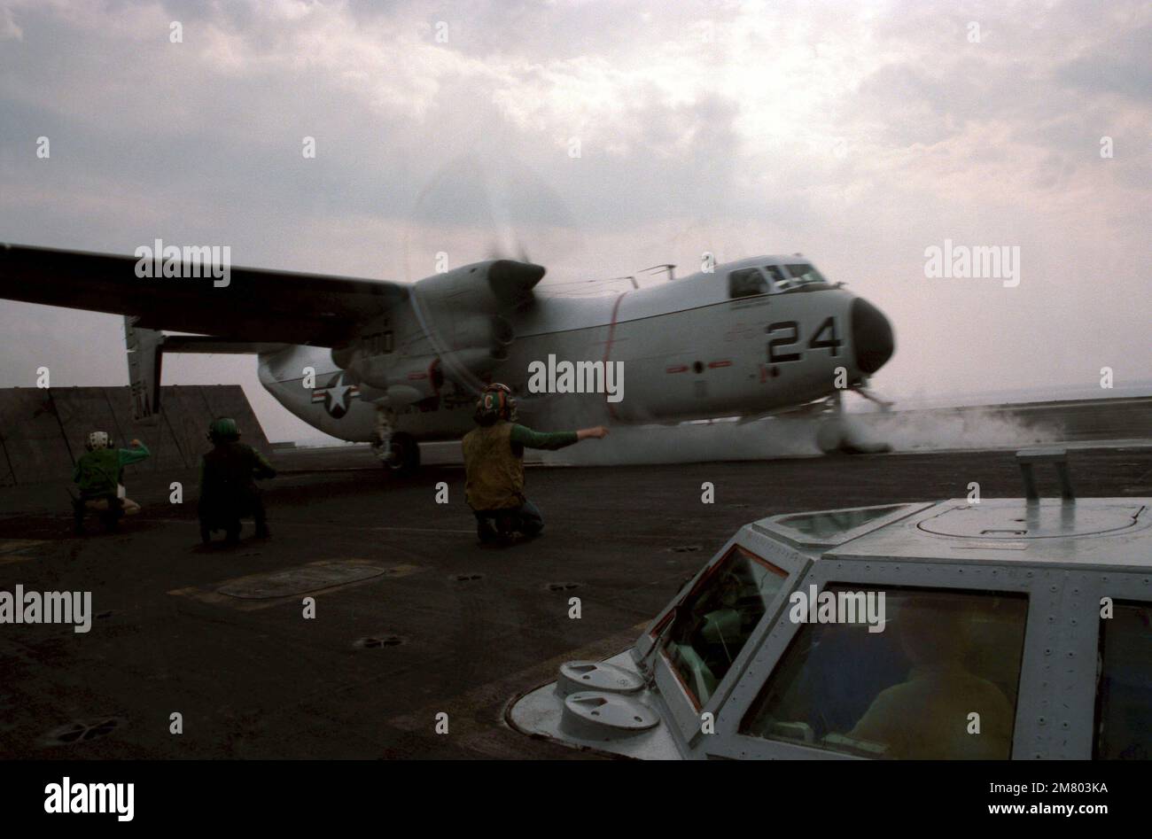 A Fleet Logistic Support Squadron 24 (VR-24) C-2A Greyhound aircraft is ...