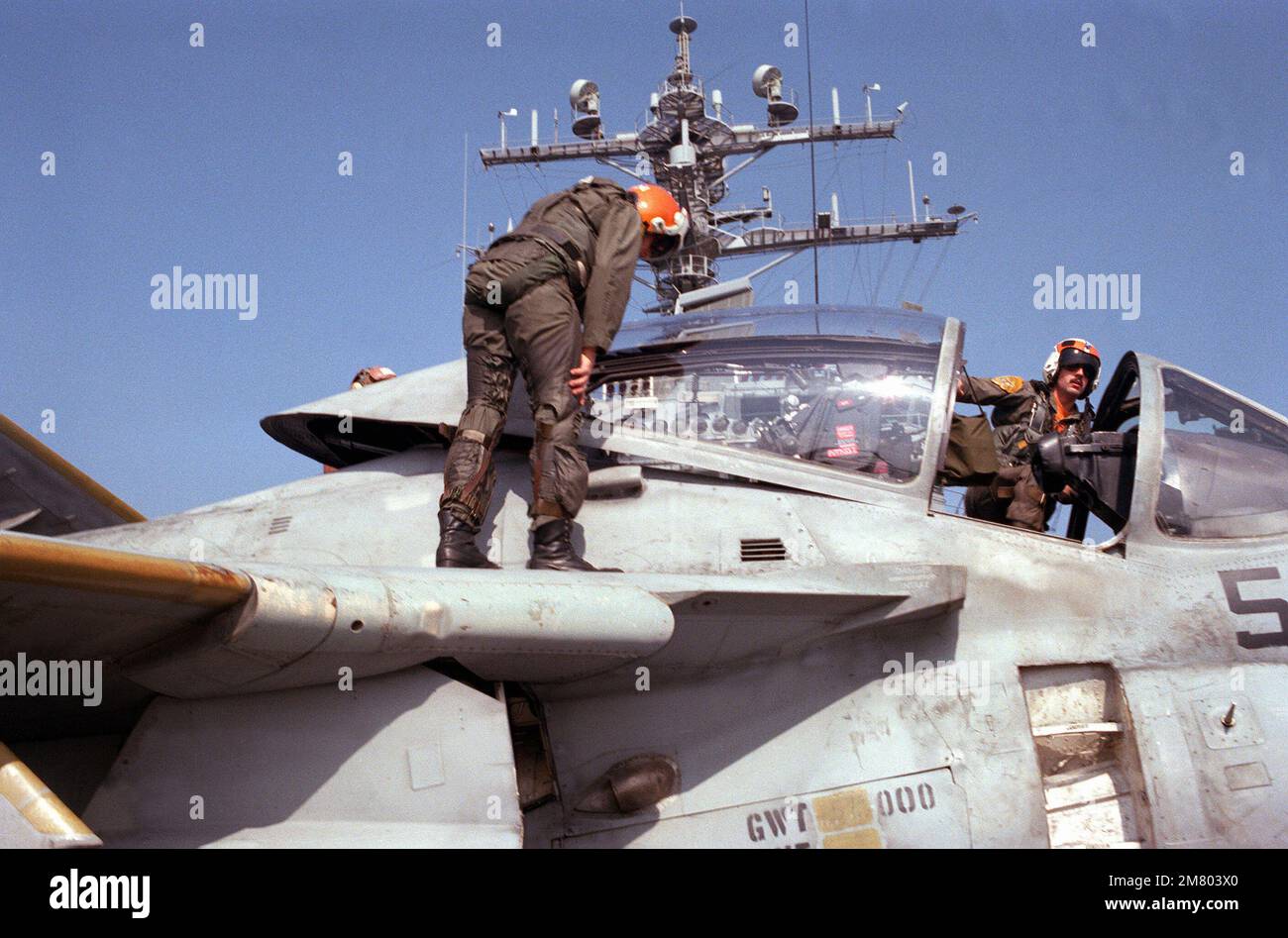 The pilot and bombardier-navigator of an Attack Squadron 65 (VA-65) A ...