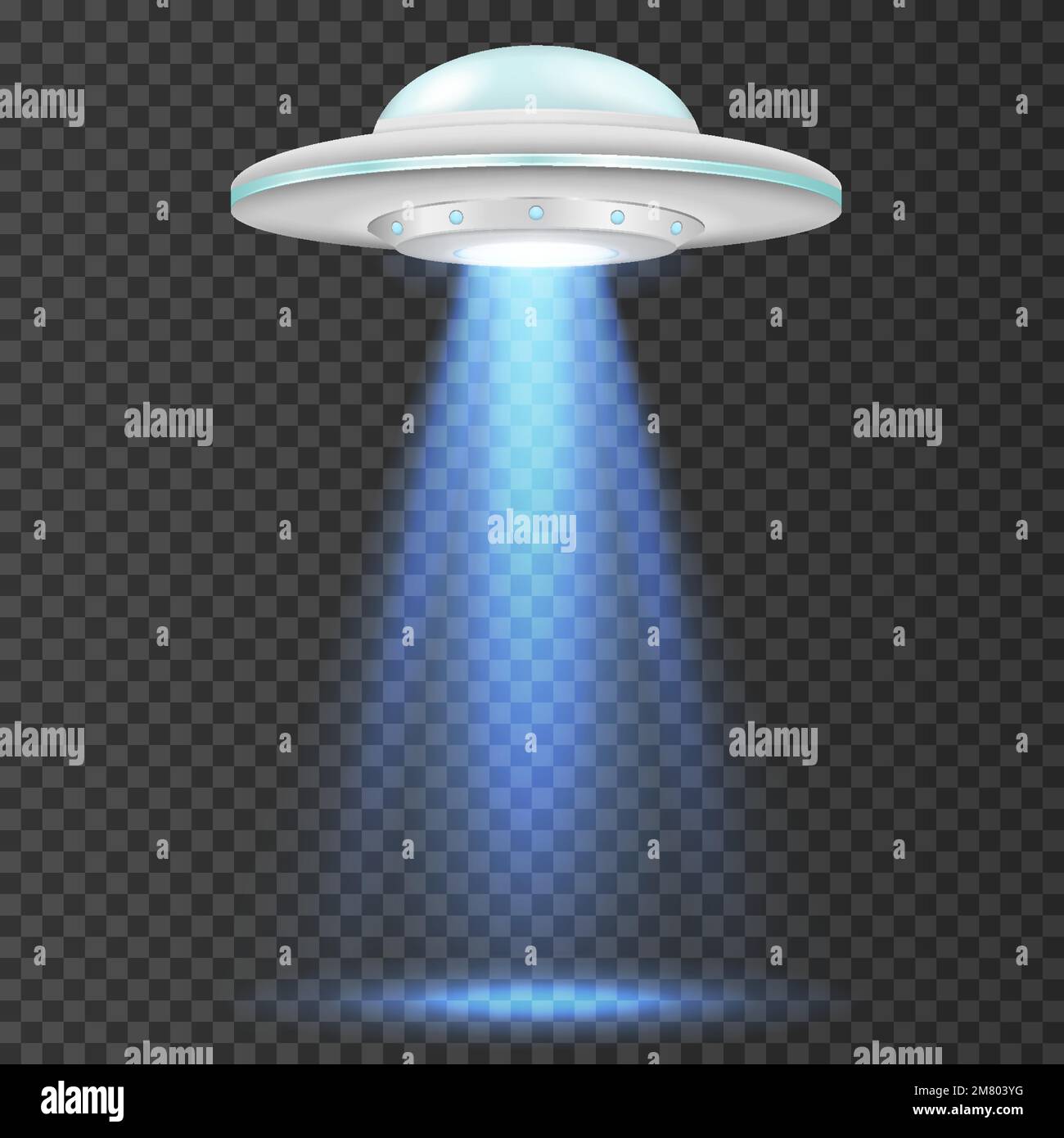 UFO - alien spaceship with blue lights. isolated on background. Vector ...