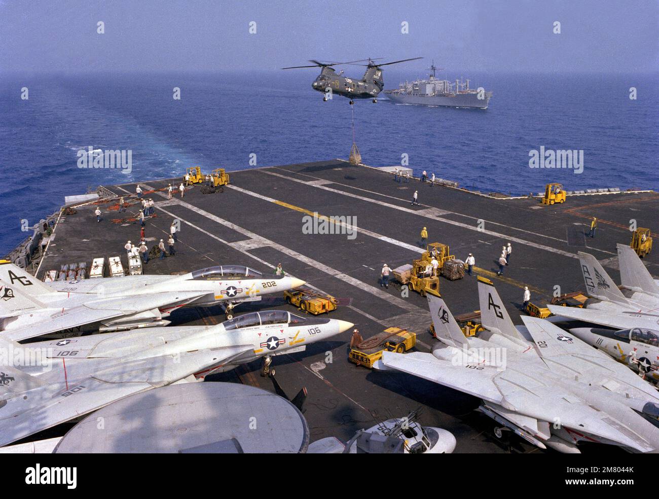 A CH-46 Sea Knight helicopter of Helicopter Combat Support Squadron 6 ...