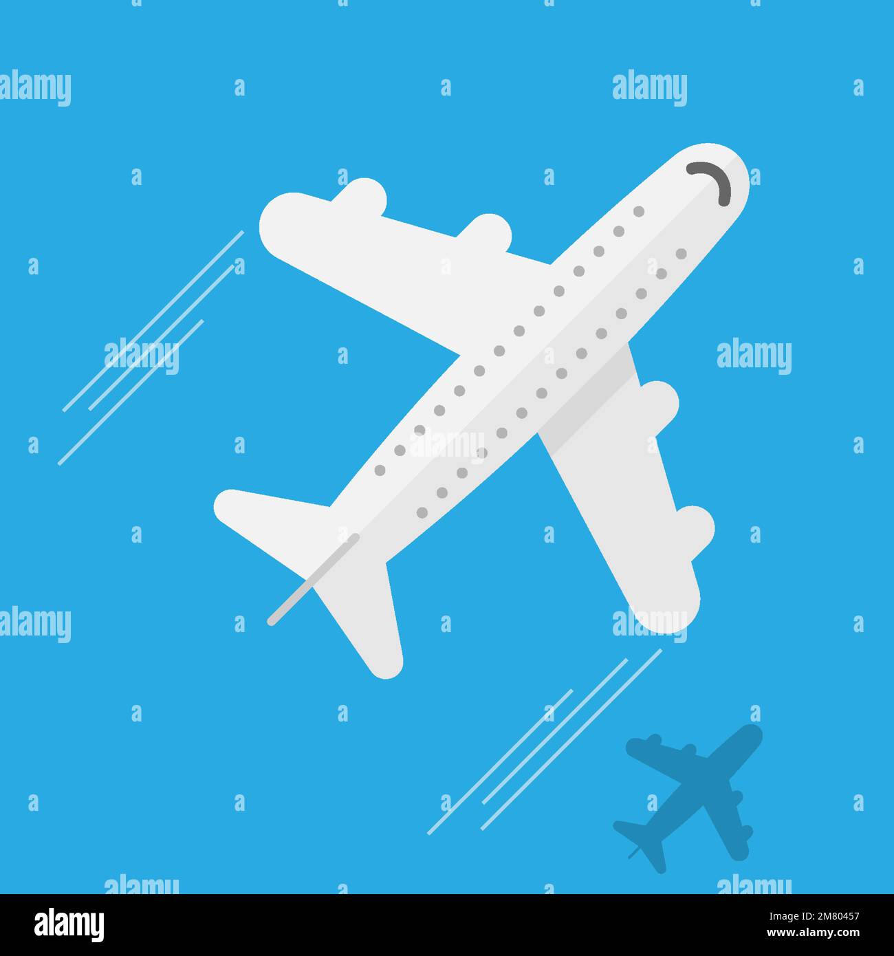 Airplane top view isolated on white background. Vector illustration ...
