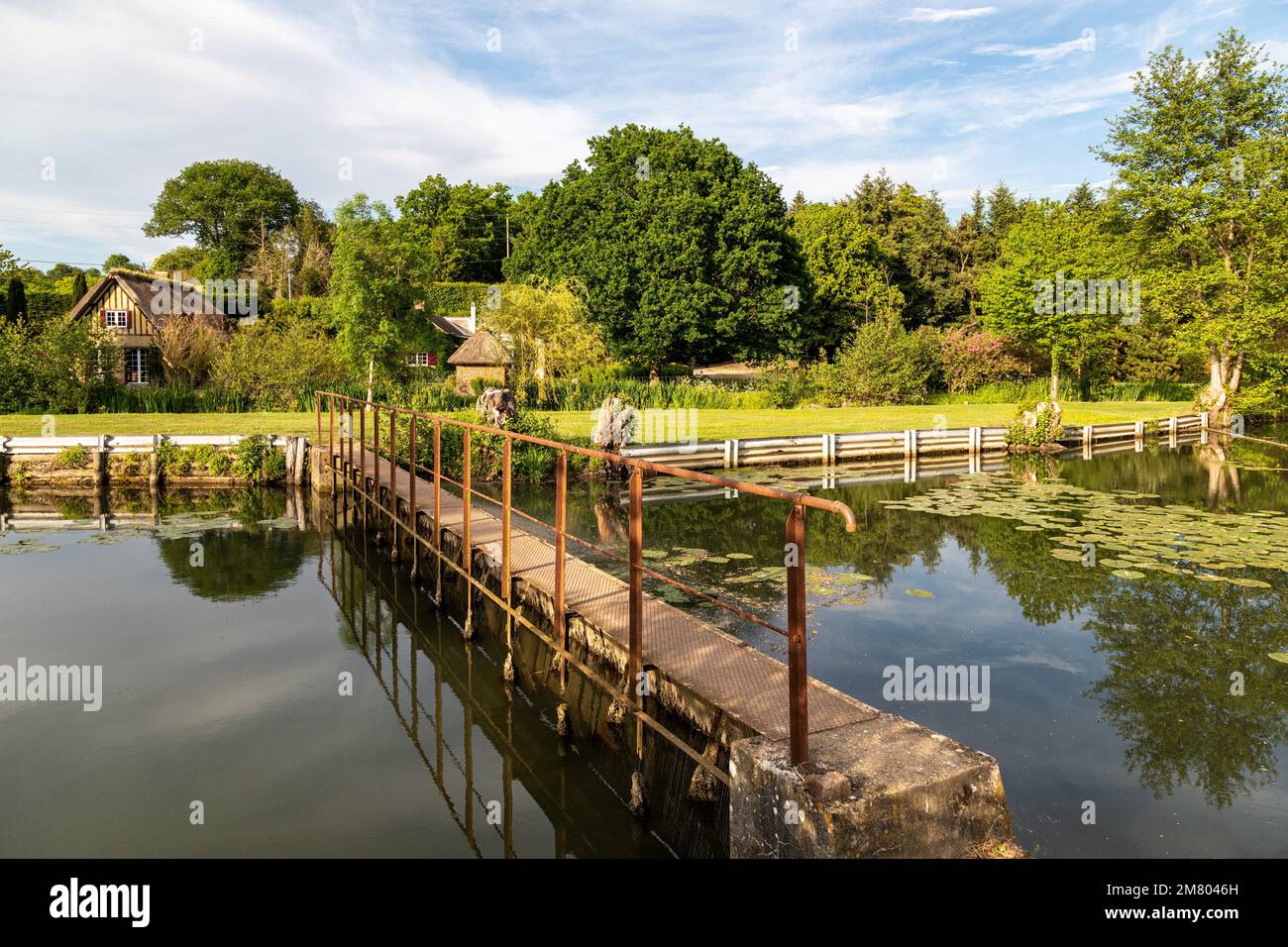 WOODEN BRIDGE OVER THE RIVER, TRISAY, LA VIEILLE-LYRE, VALLEY OF THE ...