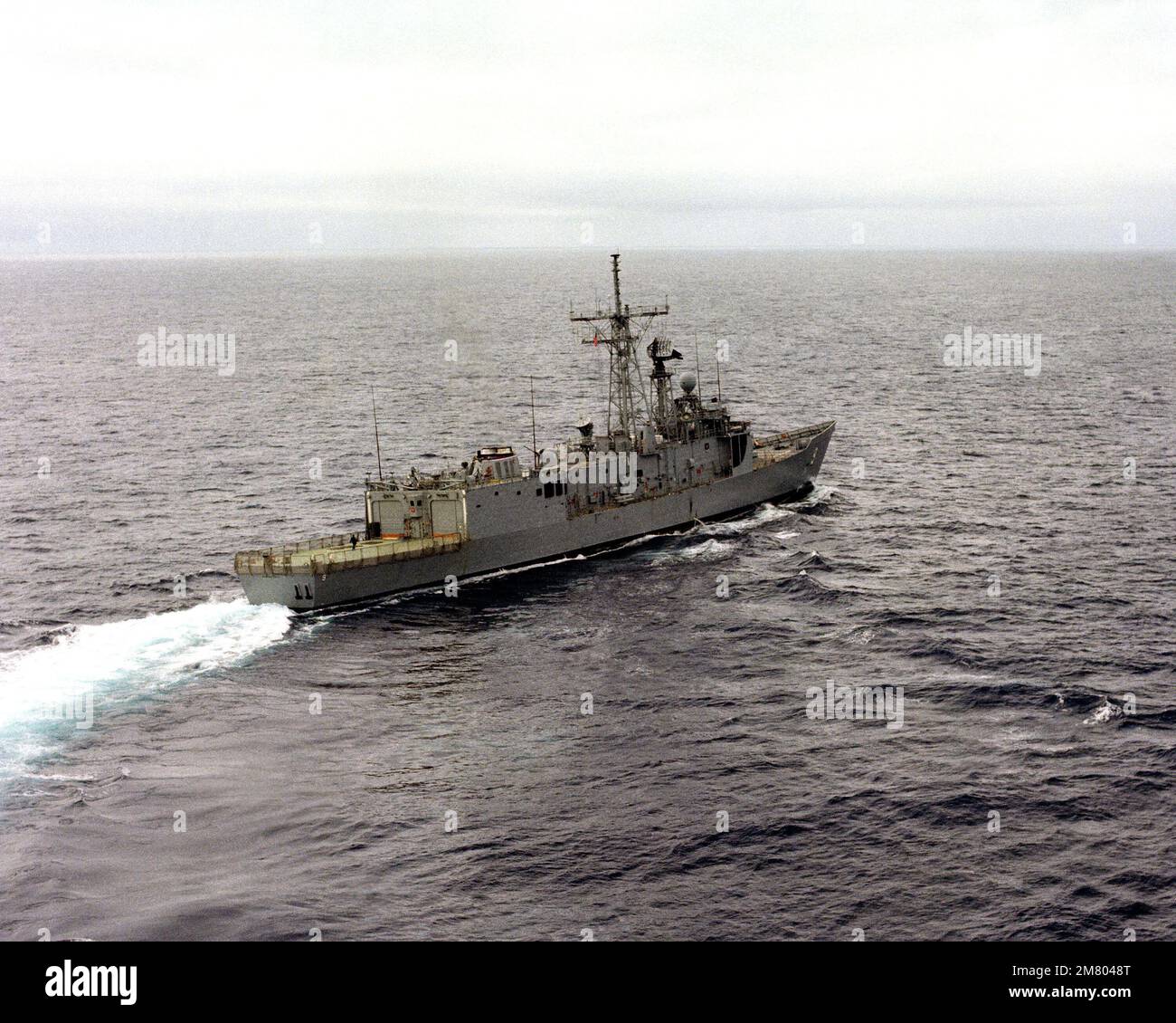 A starboard quarter view of the guided missile frigate USS WADSWORTH ...