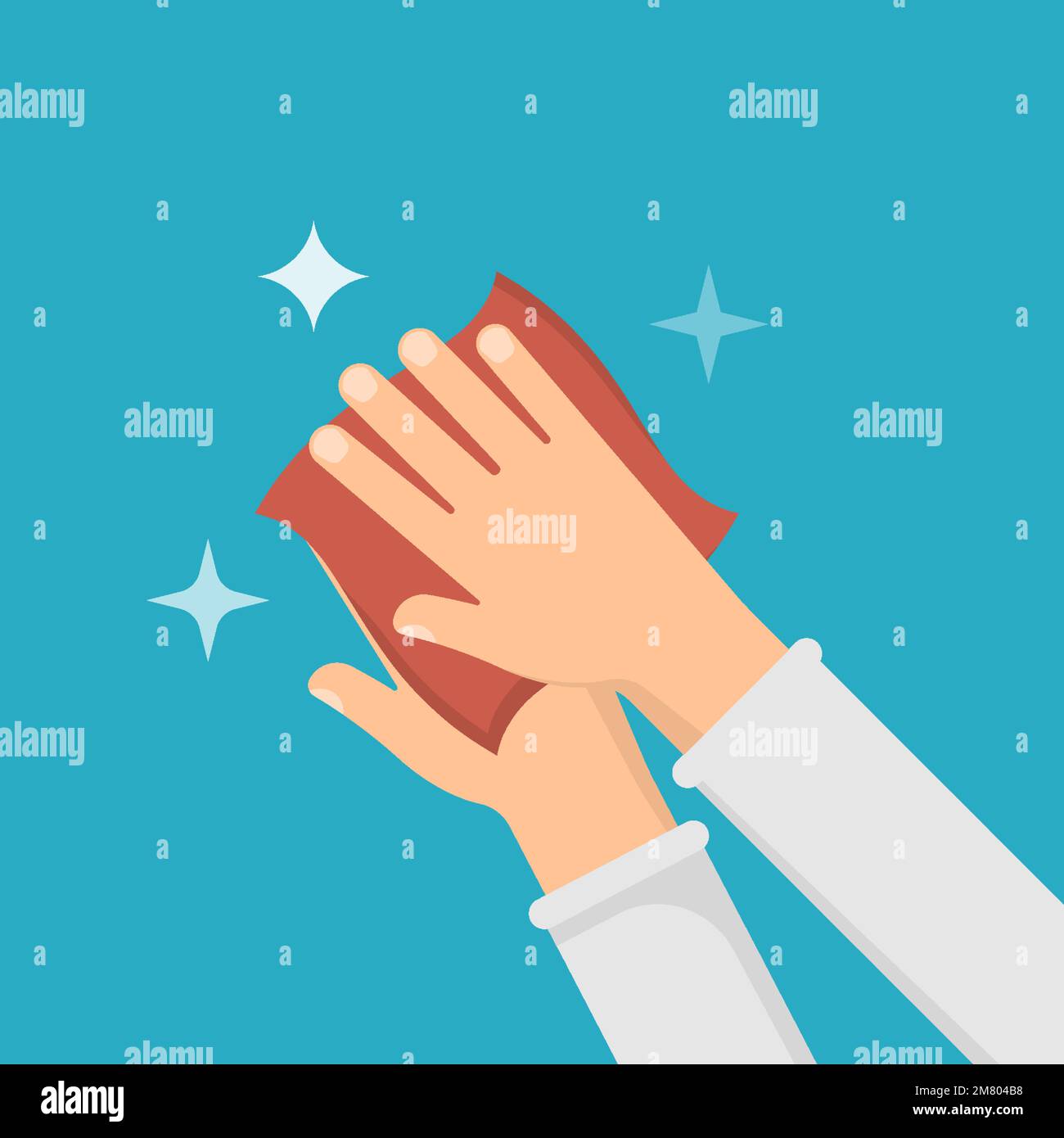 Disinfection concept. Hands and wet wipe. Vector illustration. Eps 10 ...
