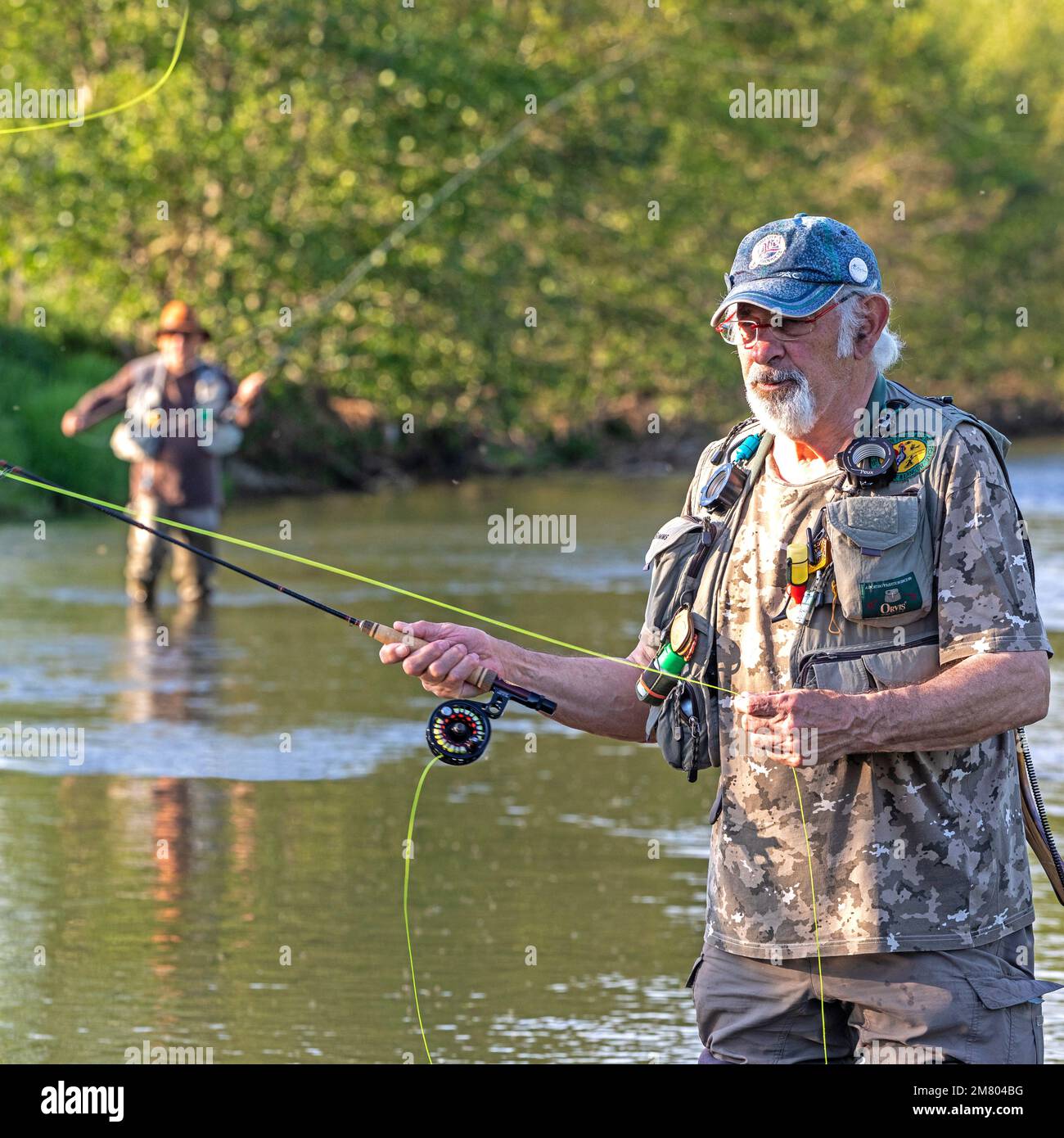 FLY FISHING, HAMEAU DU ROUGE MOULIN HAMLET, VALLEY OF THE RISLE, LA ...
