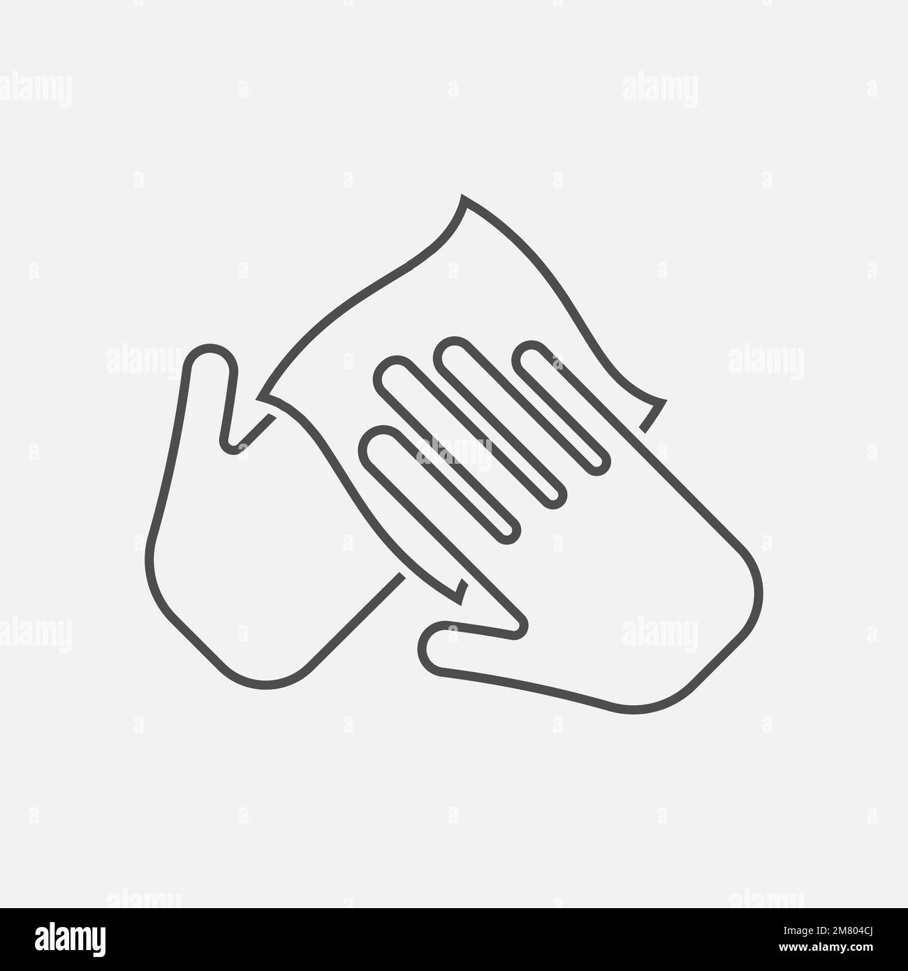 Hand with cleaning napkin line icon. Vector illustration. Eps 10 Stock ...