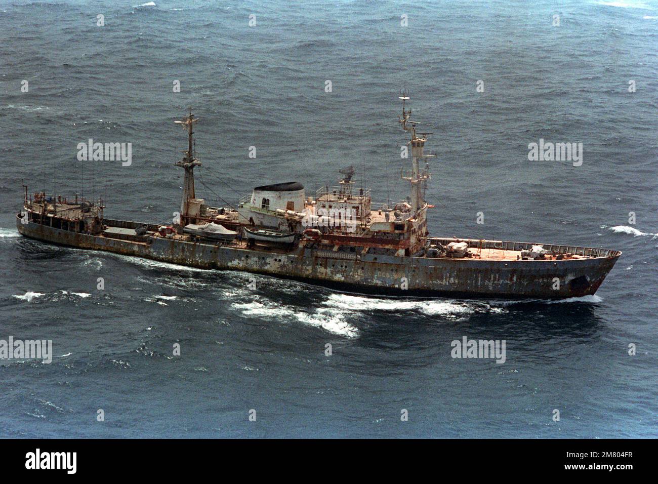 An aerial starboard view of a Soviet intelligence collector ship (AGI ...