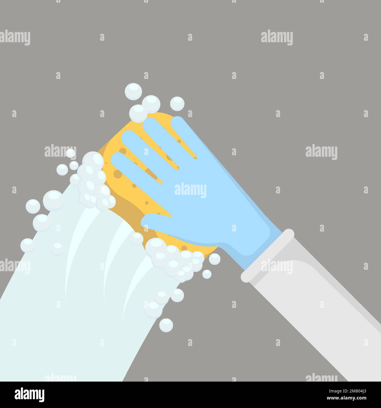 Hand in gloves with sponge wash wall. Vector illustration. Eps 10 Stock ...