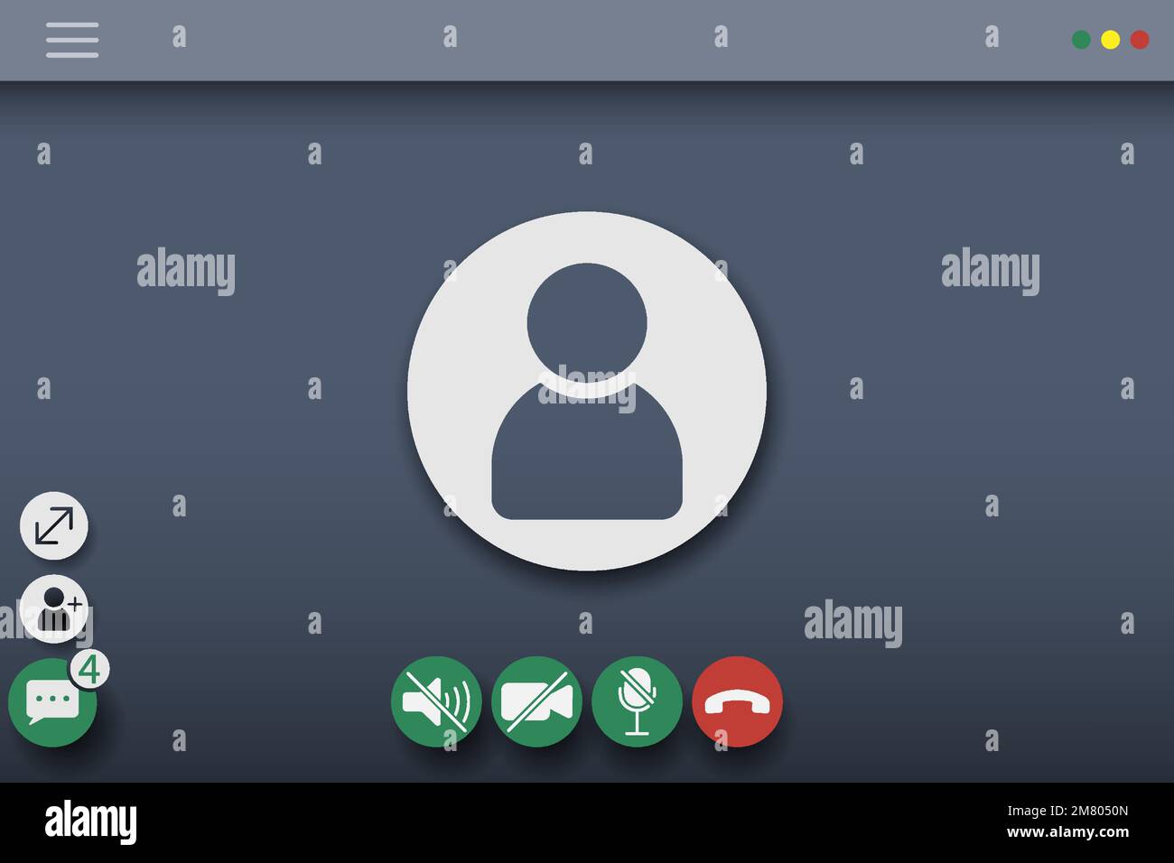 Video chat user interface. Video calls window overla. Vector ...