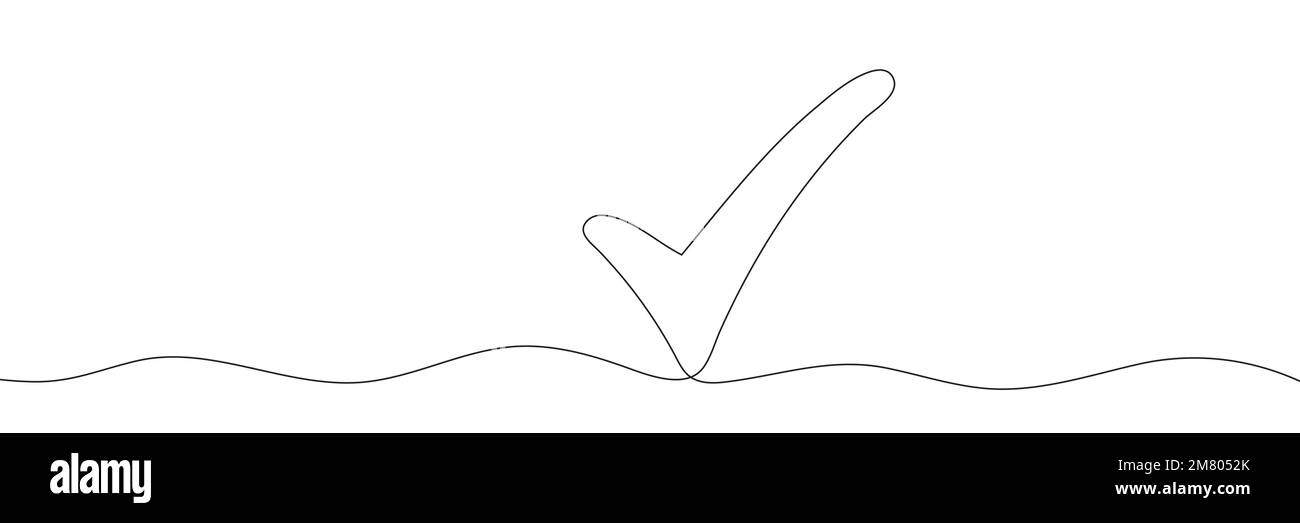 Continuous line drawing check mark icon. Single line confirmation icon ...