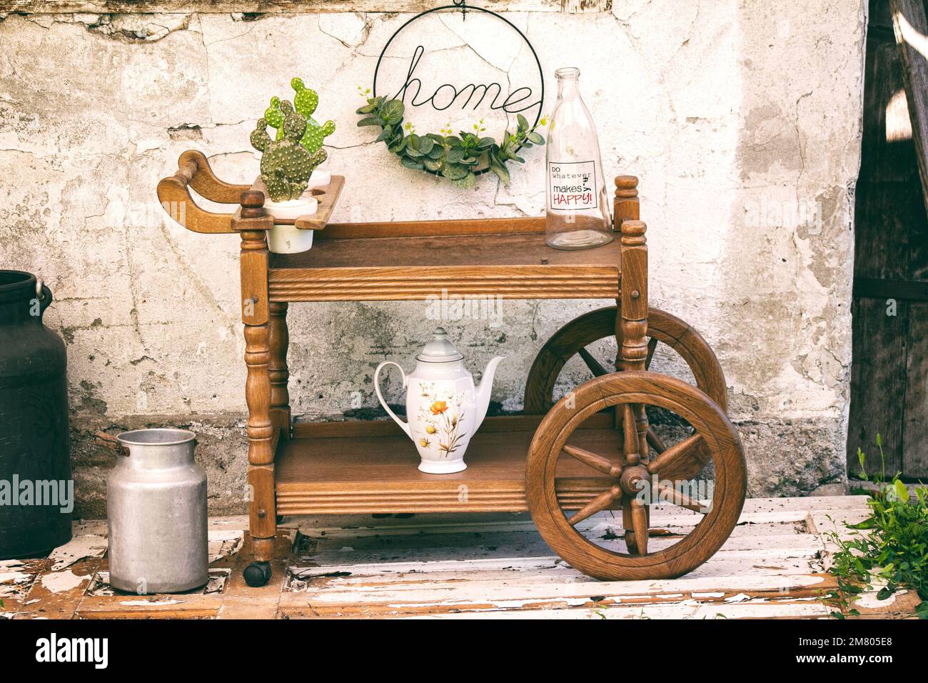 An old serving trolley for house decoration Stock Photo - Alamy