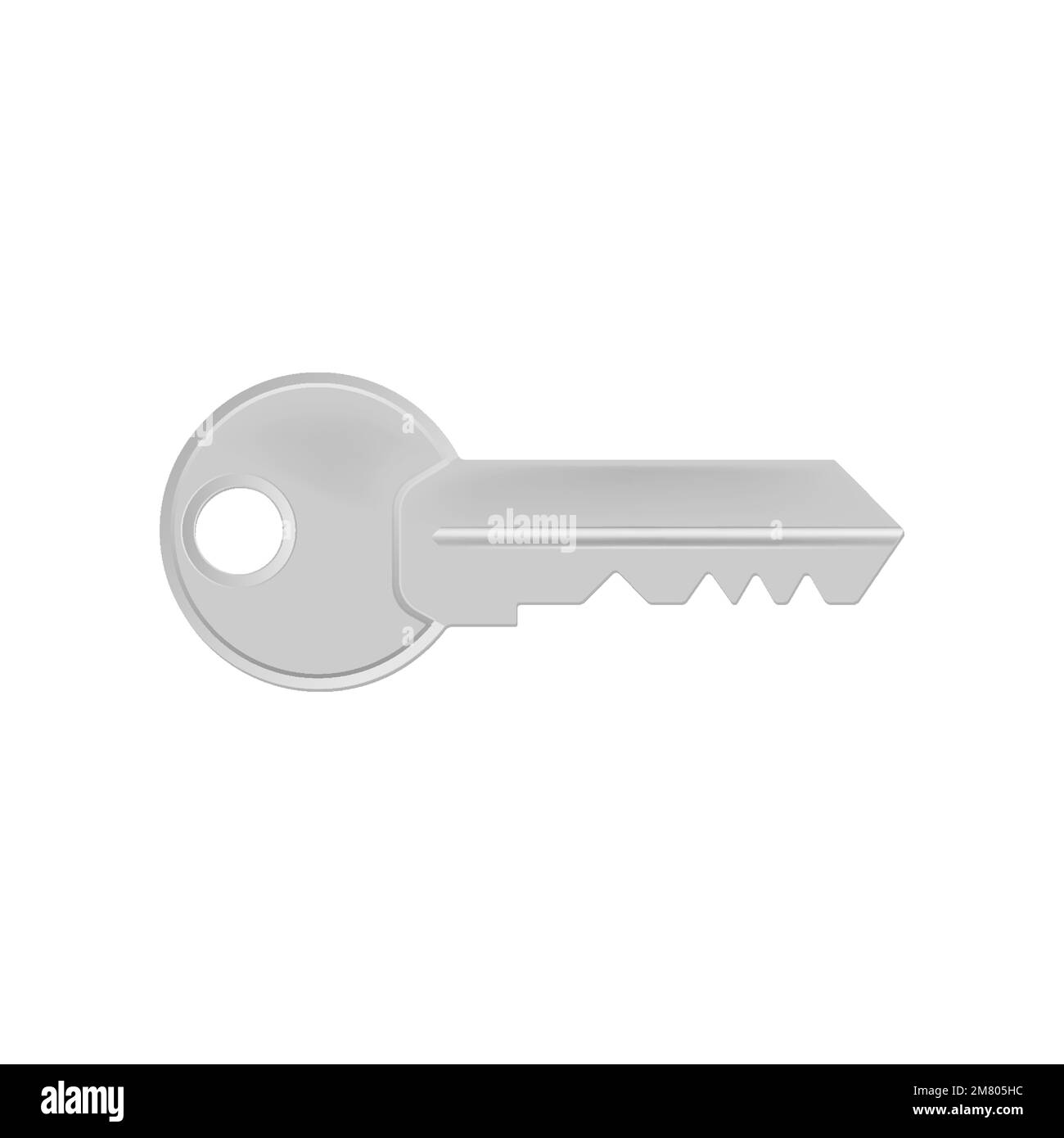 Realistic key to the door lock isolated on white background. Vector ...