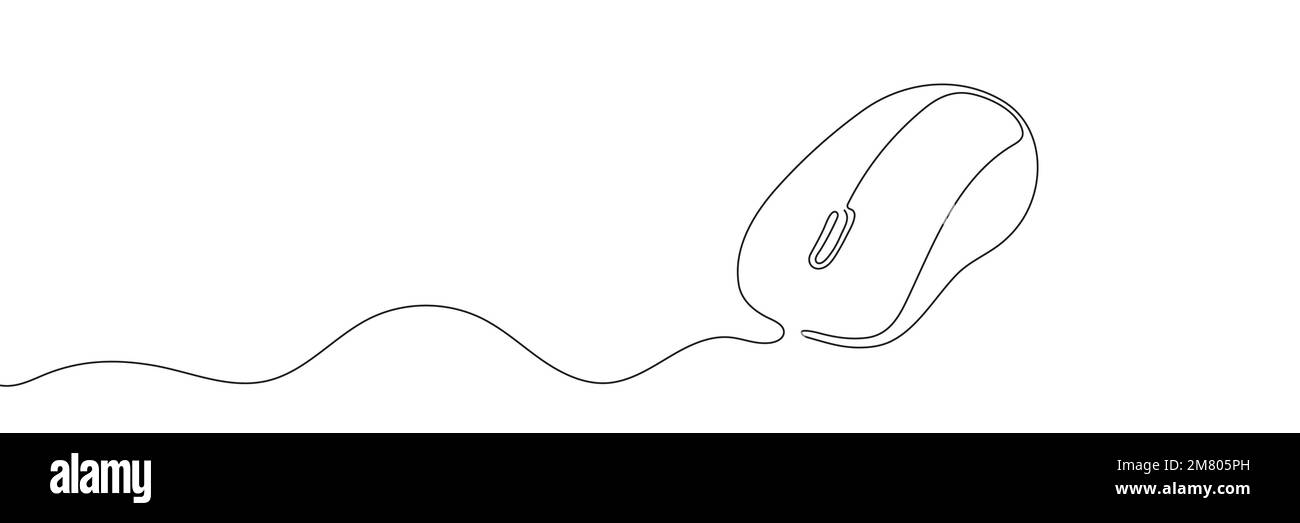 Drawn continuous one line computer mouse logo Stock Vector Image & Art ...