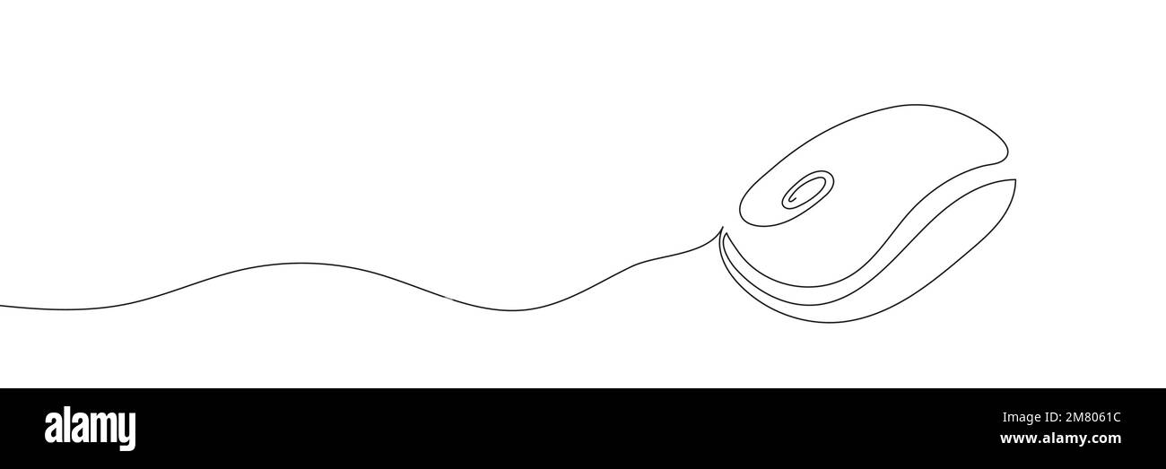 Drawn continuous one line computer mouse logo Stock Vector Image & Art ...