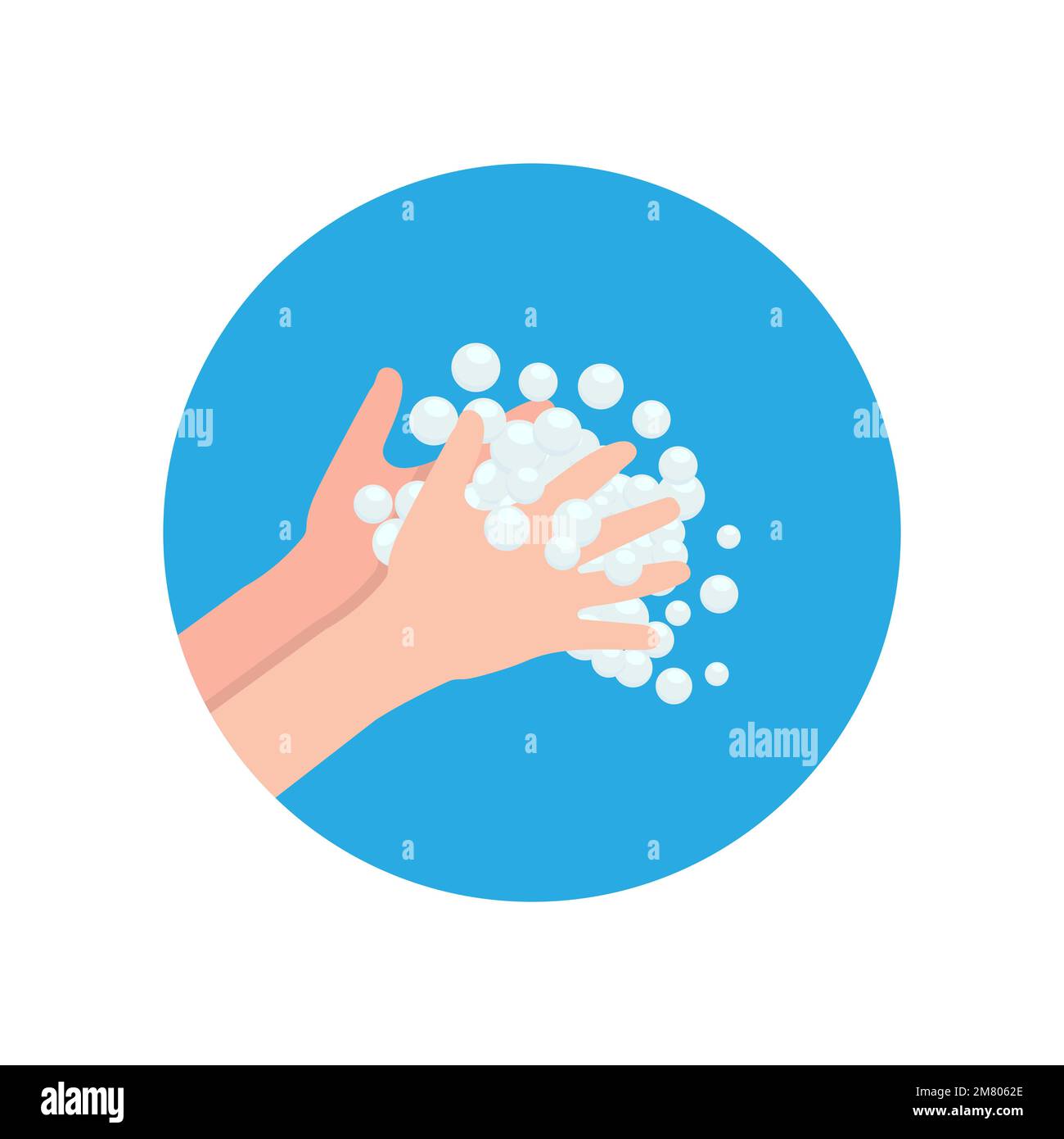 Washing hands with soap isolated on white background. Vector ...