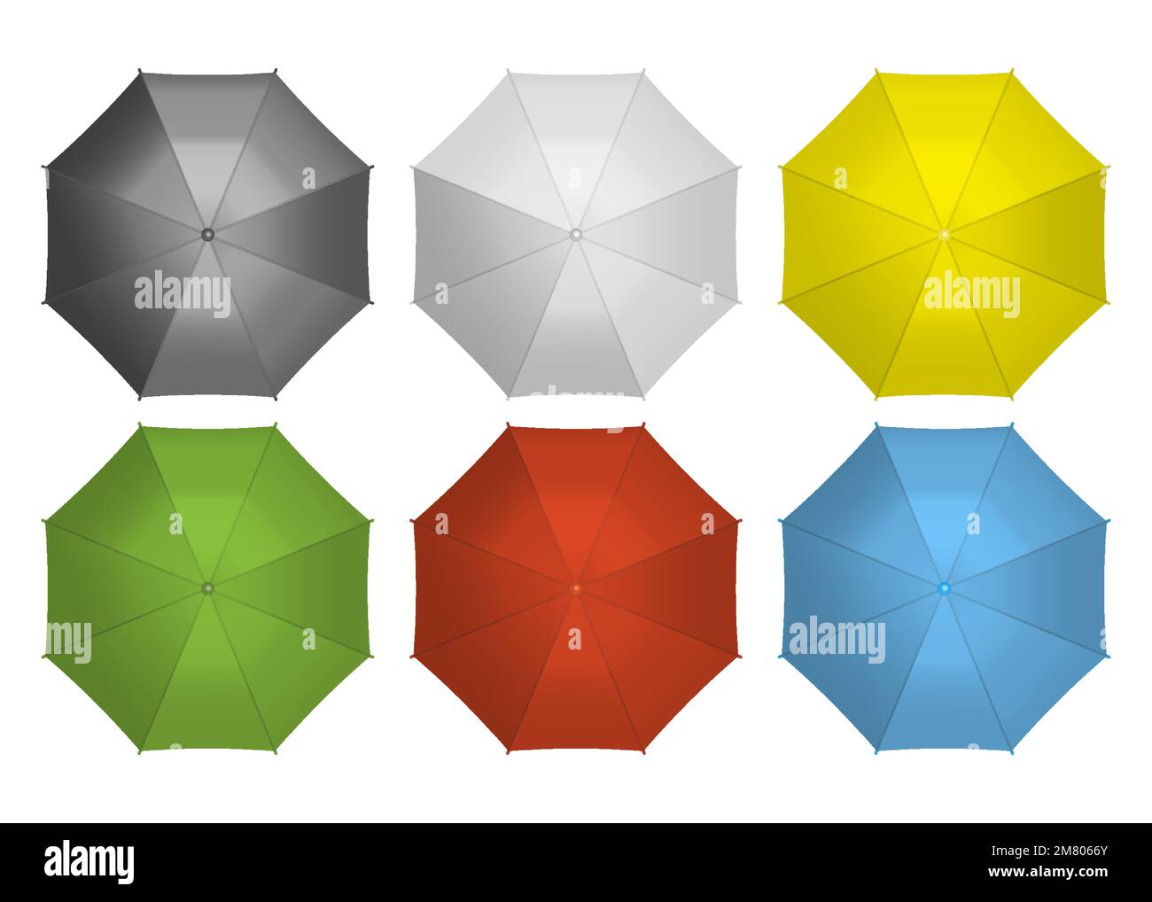 Set of umbrella top view isolated on white background. Vector ...
