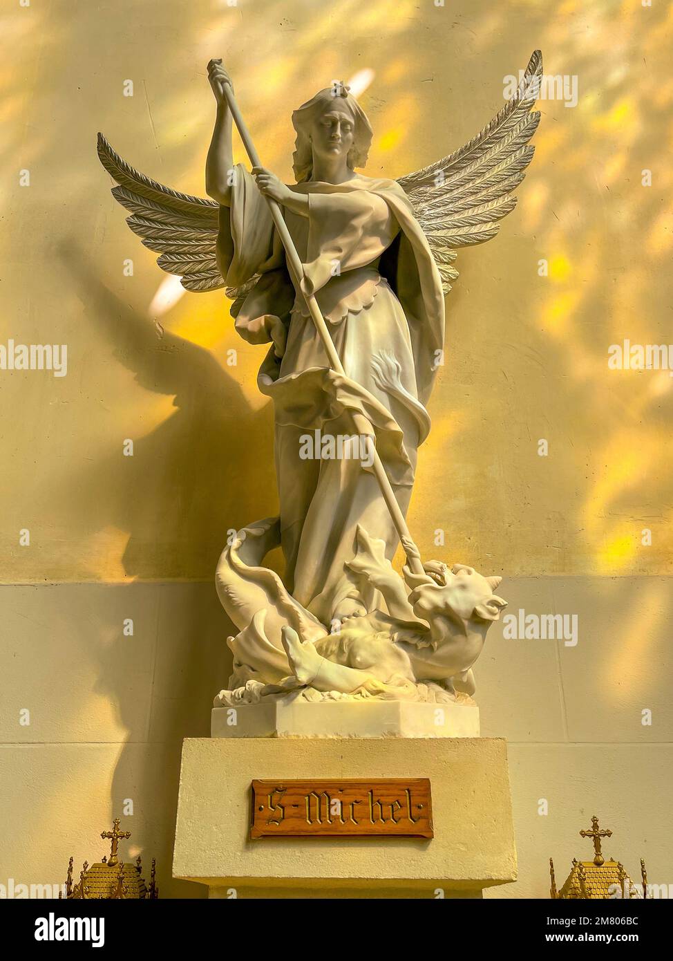 STATUE OF THE ANGEL SAINT MICHAEL SLAYING THE DRAGON, CHURCH OF ...