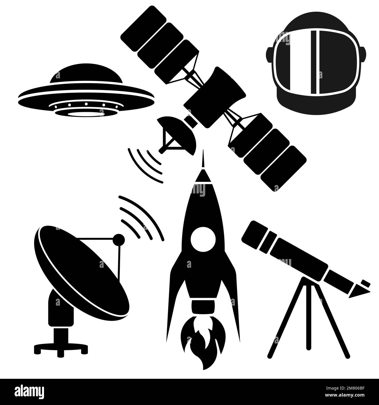 Space exploration icons set isolated on white background. Vector ...
