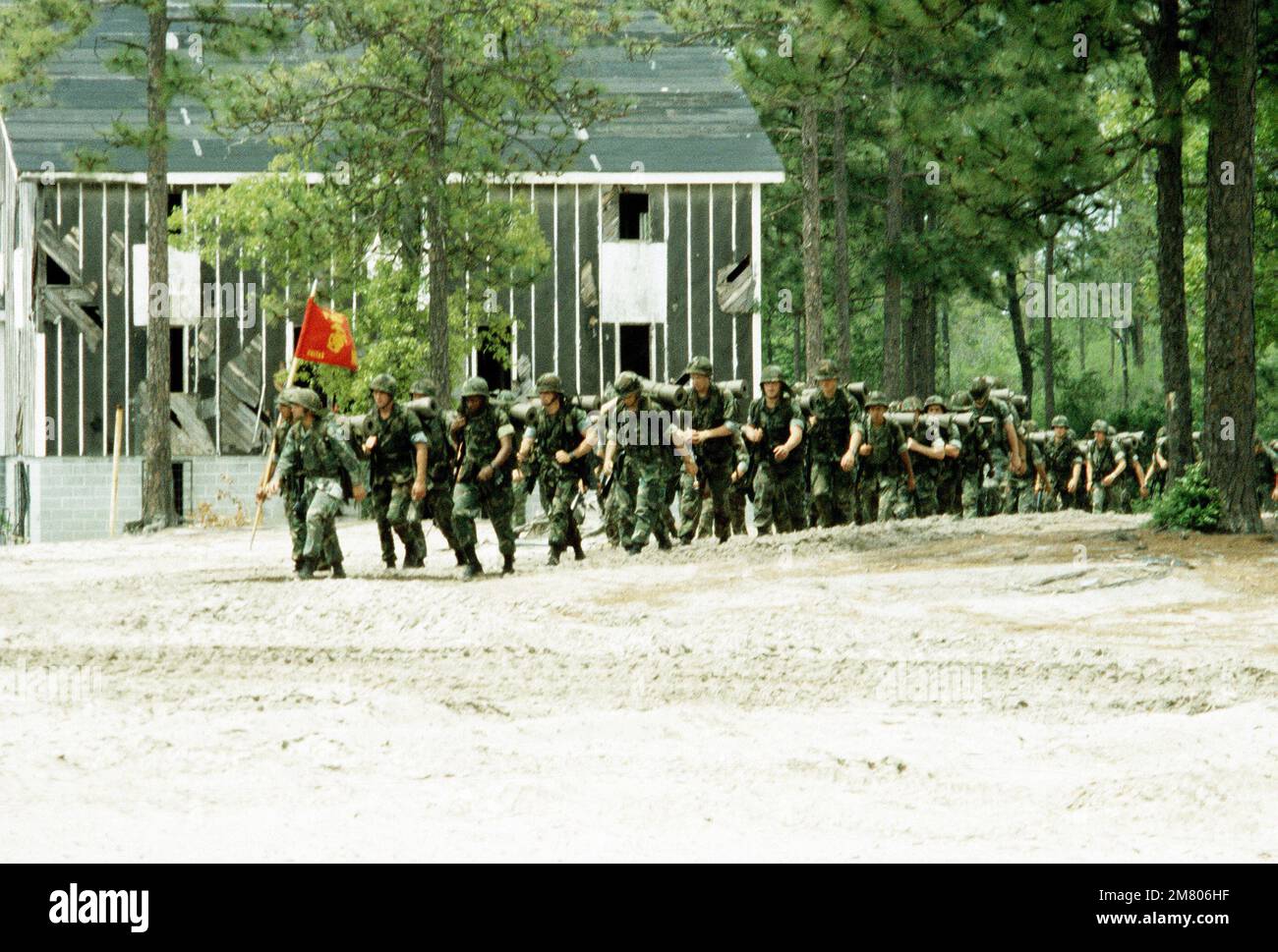 The 8th Marine Infantry Regiment marches through Combat Town en route ...