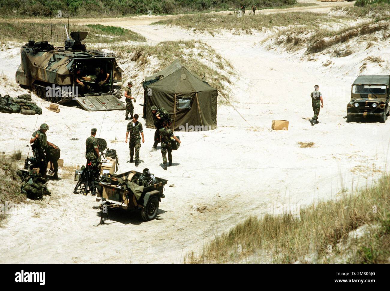 Members of the 4th Marine Amphibious Brigade are directed by the ...