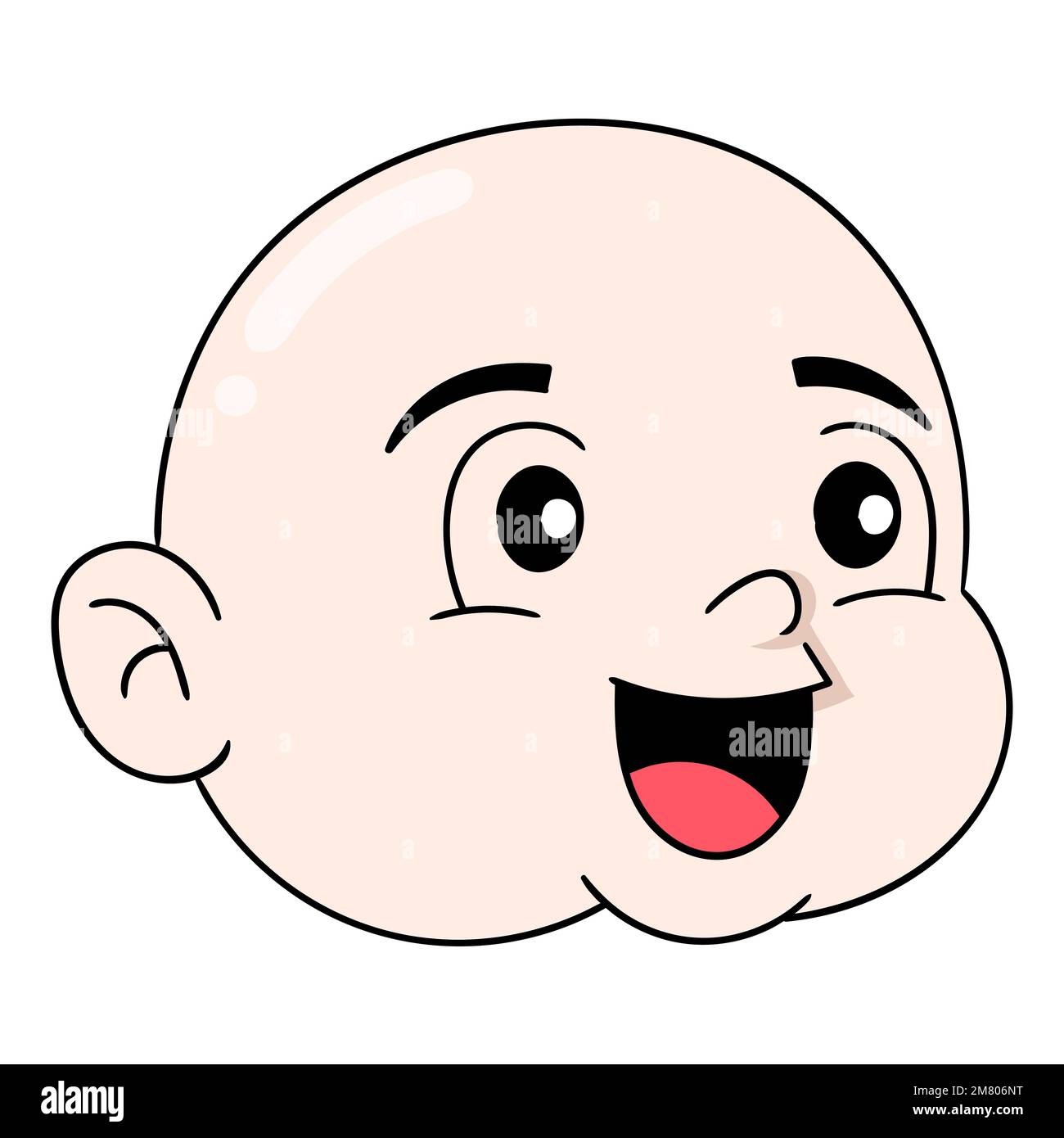 bald head baby boy is smiling funny and cute. vector design ...