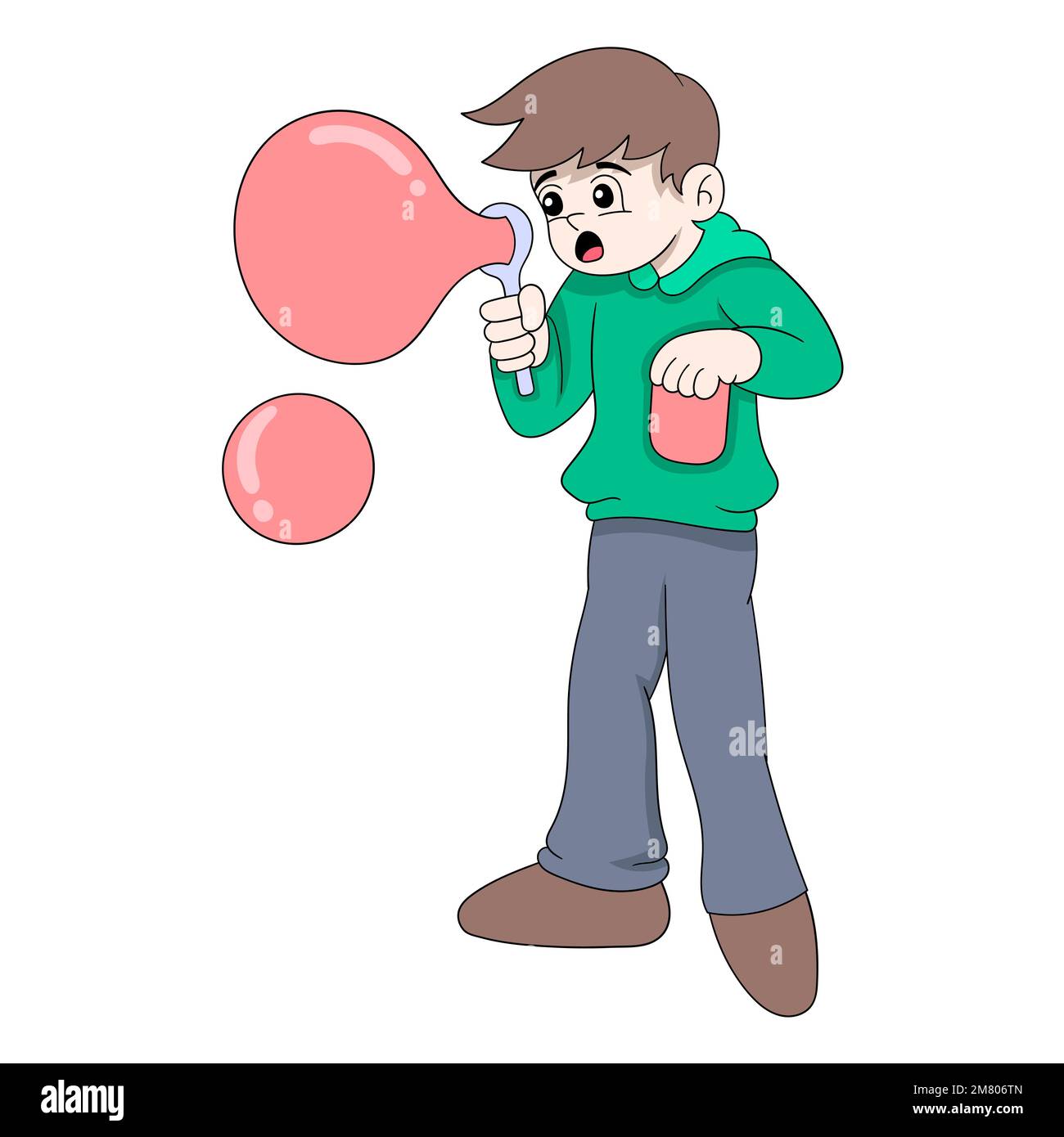 Kids Blowing Bubbles Cartoon