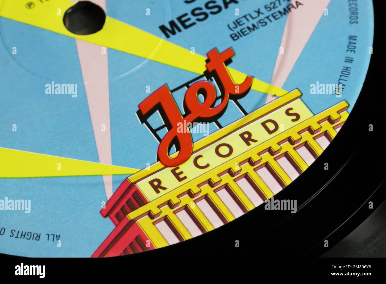 Viersen, Germany - November 9. 2022: Closeup of isolated vinyl record ...