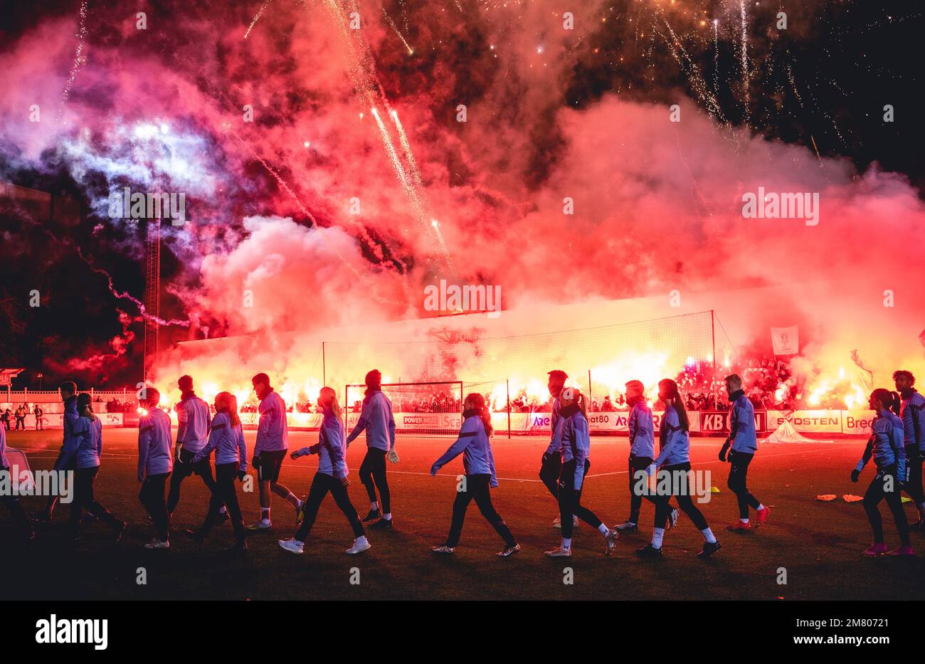 Malmoe, Sweden. 09th, January 2023. Football fans of Malmö FF welcome ...