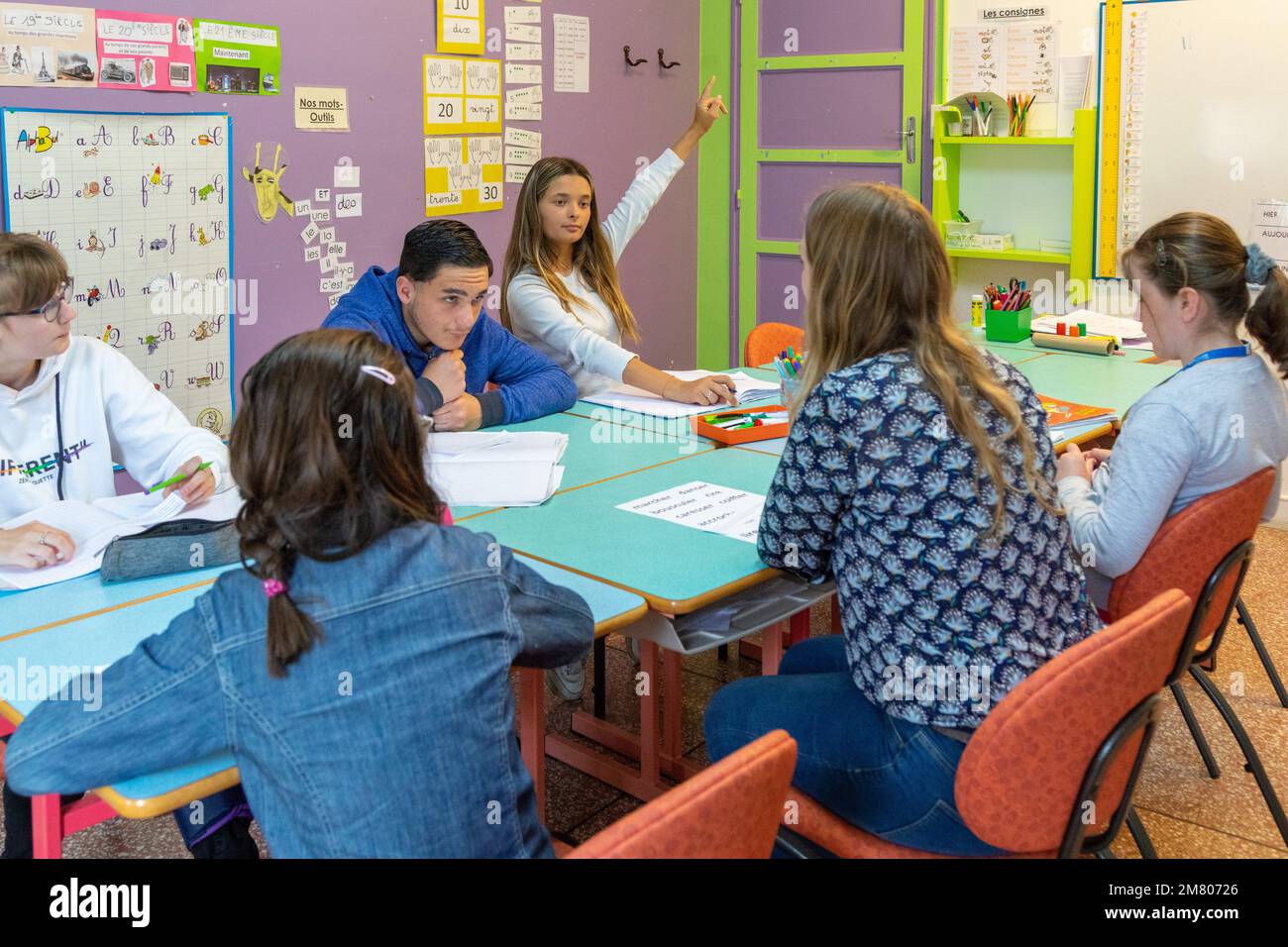 PUPILS AT THE JUNIOR HIGH SCHOOL, ADAPTED CLASSROOM, IME LA RIVIERE FOR ...