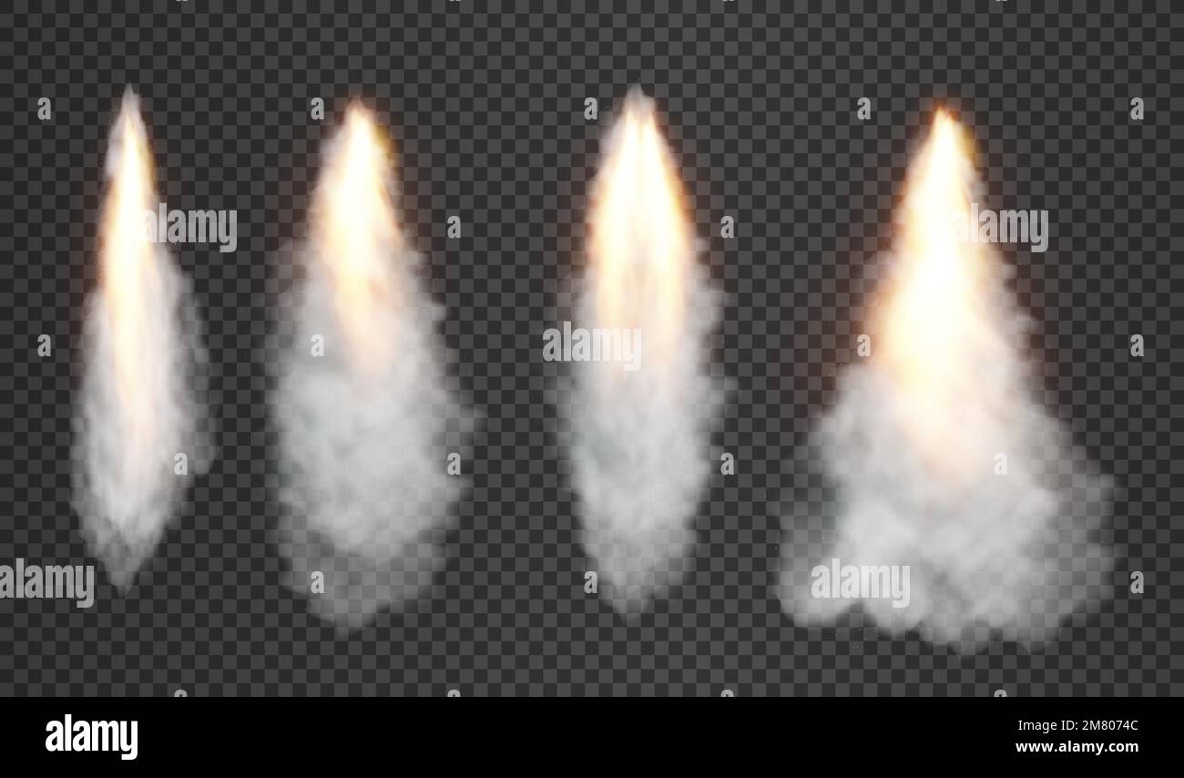 Smoke and fire from space rocket launch. isolated on transparent ...