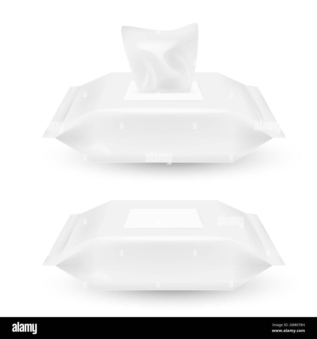 White open and closed plastic wrap for wet wipes isolated on white ...