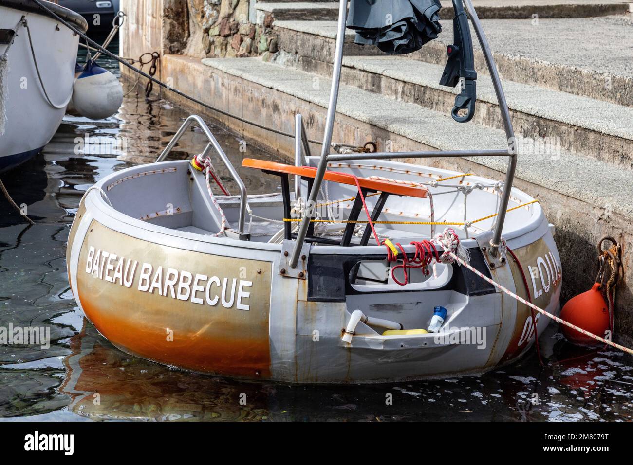 BARBECUE BOAT, PORT OF POUSSAI, CAP ESTEREL, SAINT-RAPHAEL, VAR, FRANCE ...