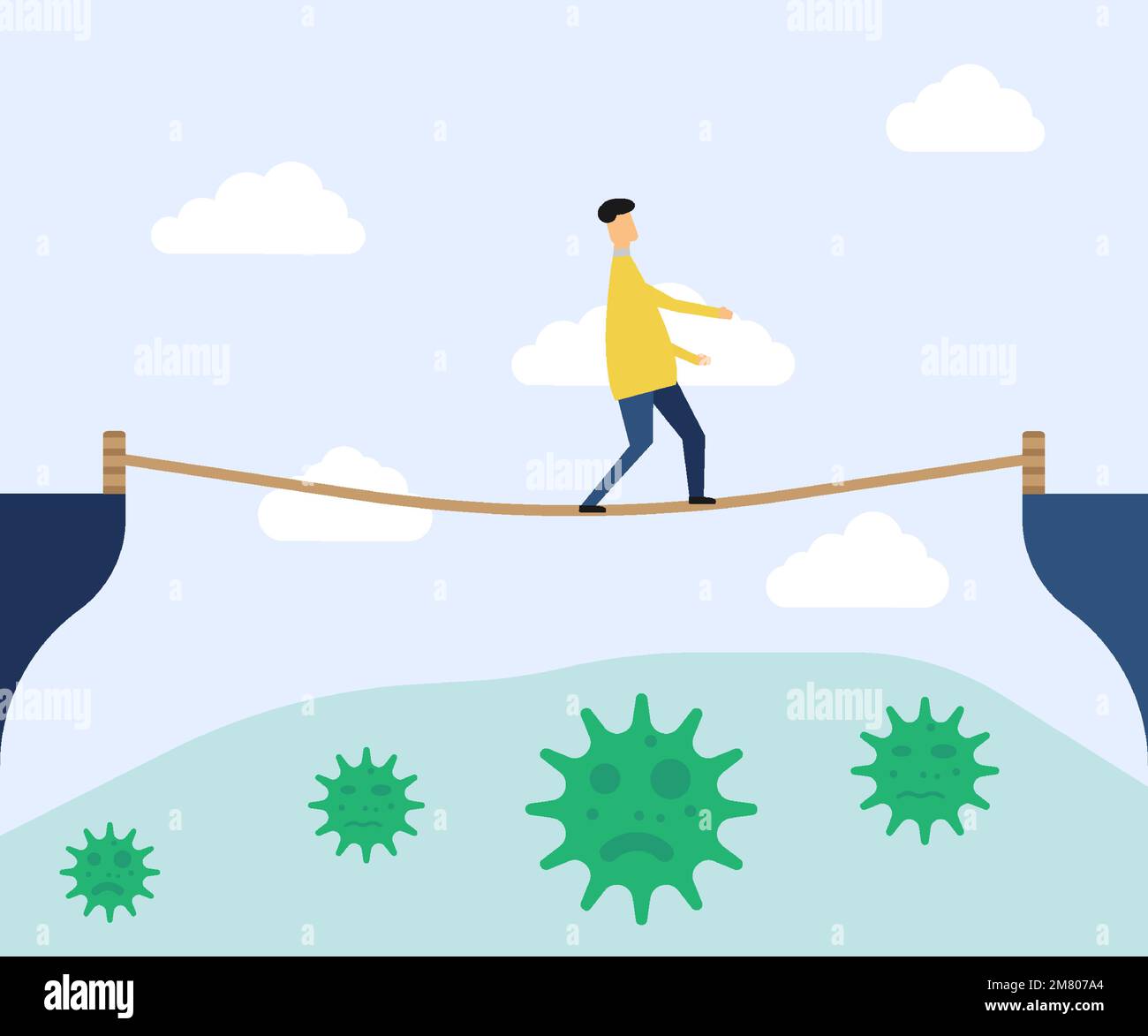 Man walking across bridge Stock Vector Images - Alamy