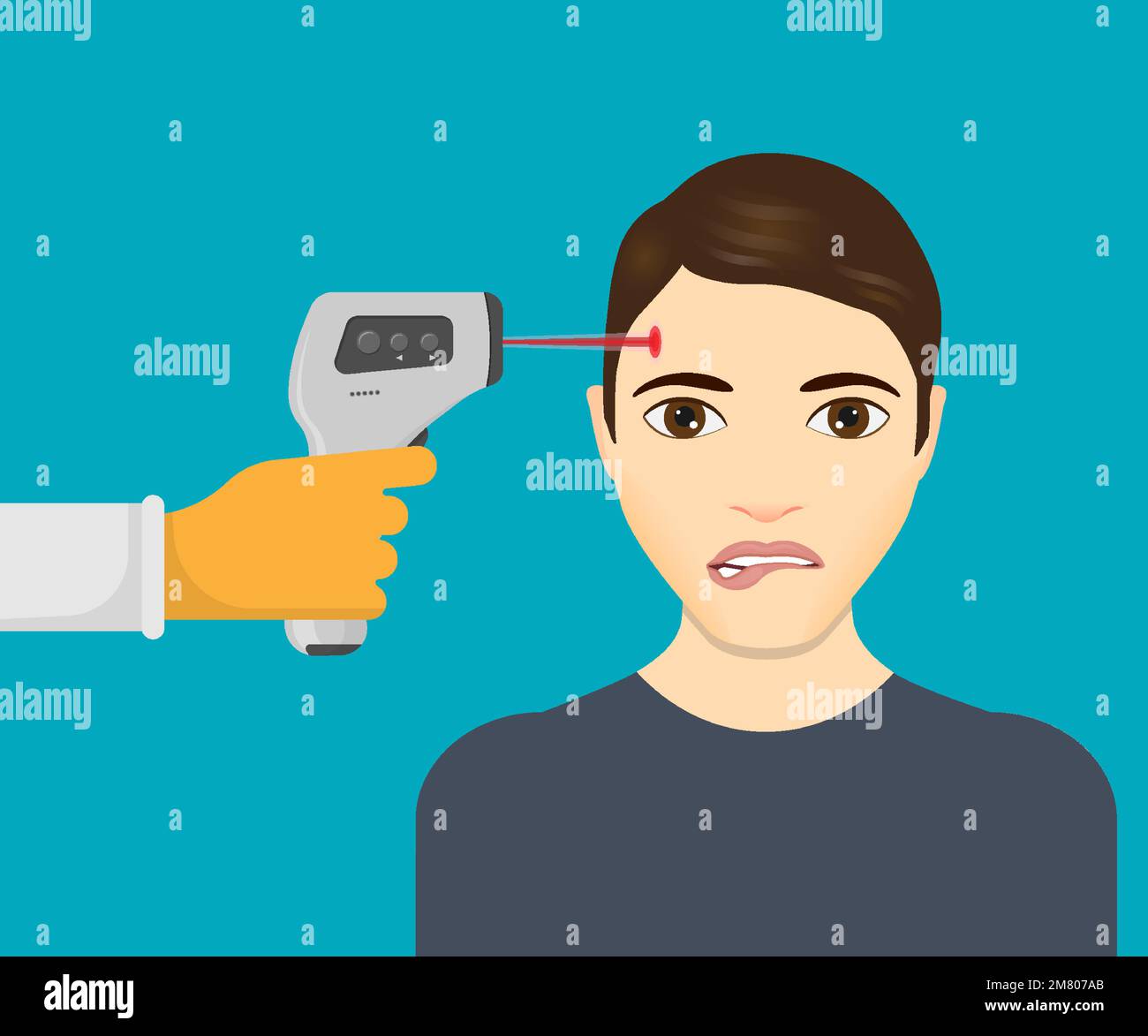 Hand holding thermometer fever Stock Vector Images - Alamy