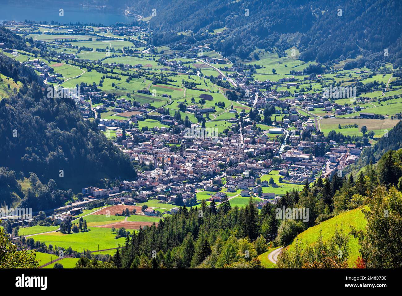 Poschiavo alpine village in the Bernina Region, Grisons canton ...