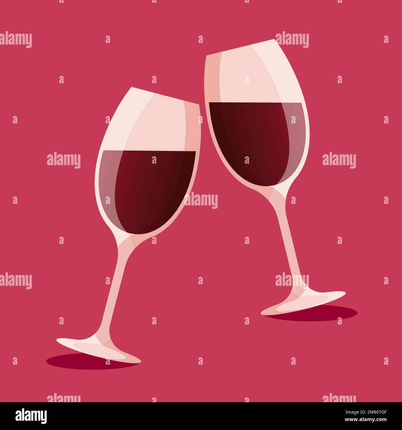 Two glasses of red wine. Vector illustration Stock Vector Image & Art ...