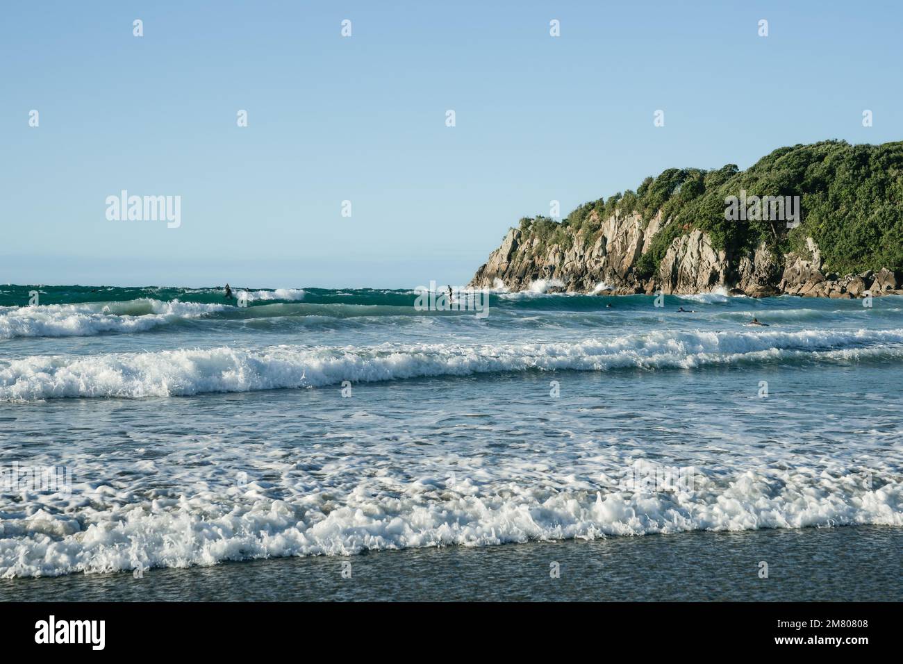 Multiple Surf waves roll in onto Main Beach, Mount Maunganui by ...