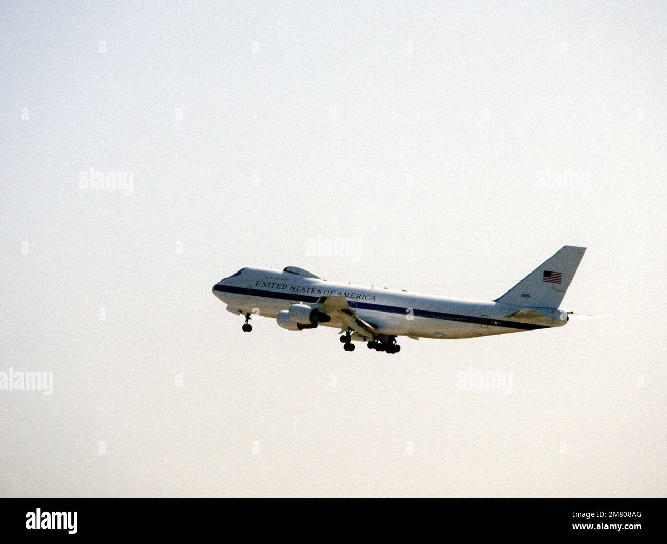 A left side view of an E-4B aircraft, designed for use as an advanced ...