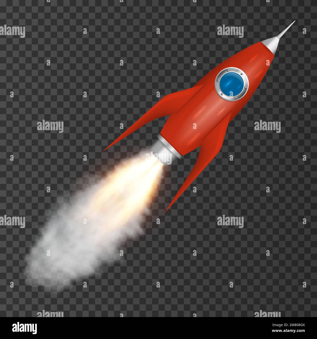 Realistic rocket space ship launch isolated on transparent background ...