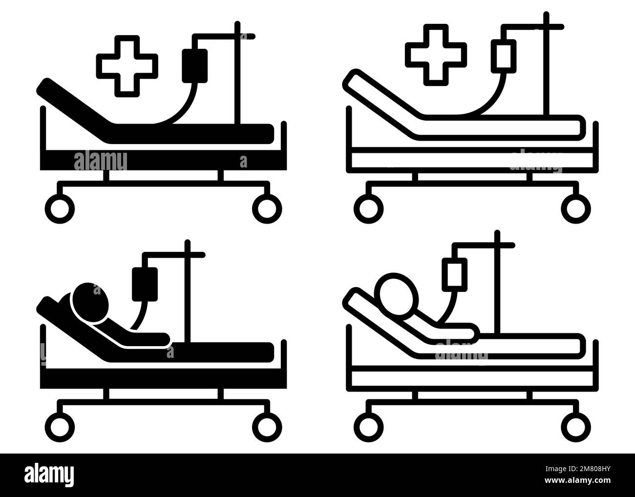 Intensive care unit line icon. Resuscitation, rehabilitation, hospital ...