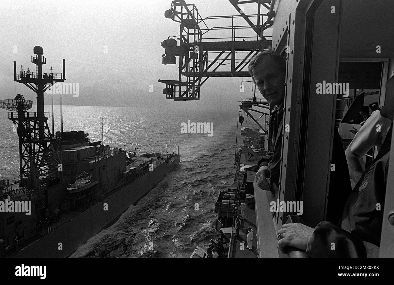 Vice President George Bush and his wife Barbara, aboard the aircraft ...